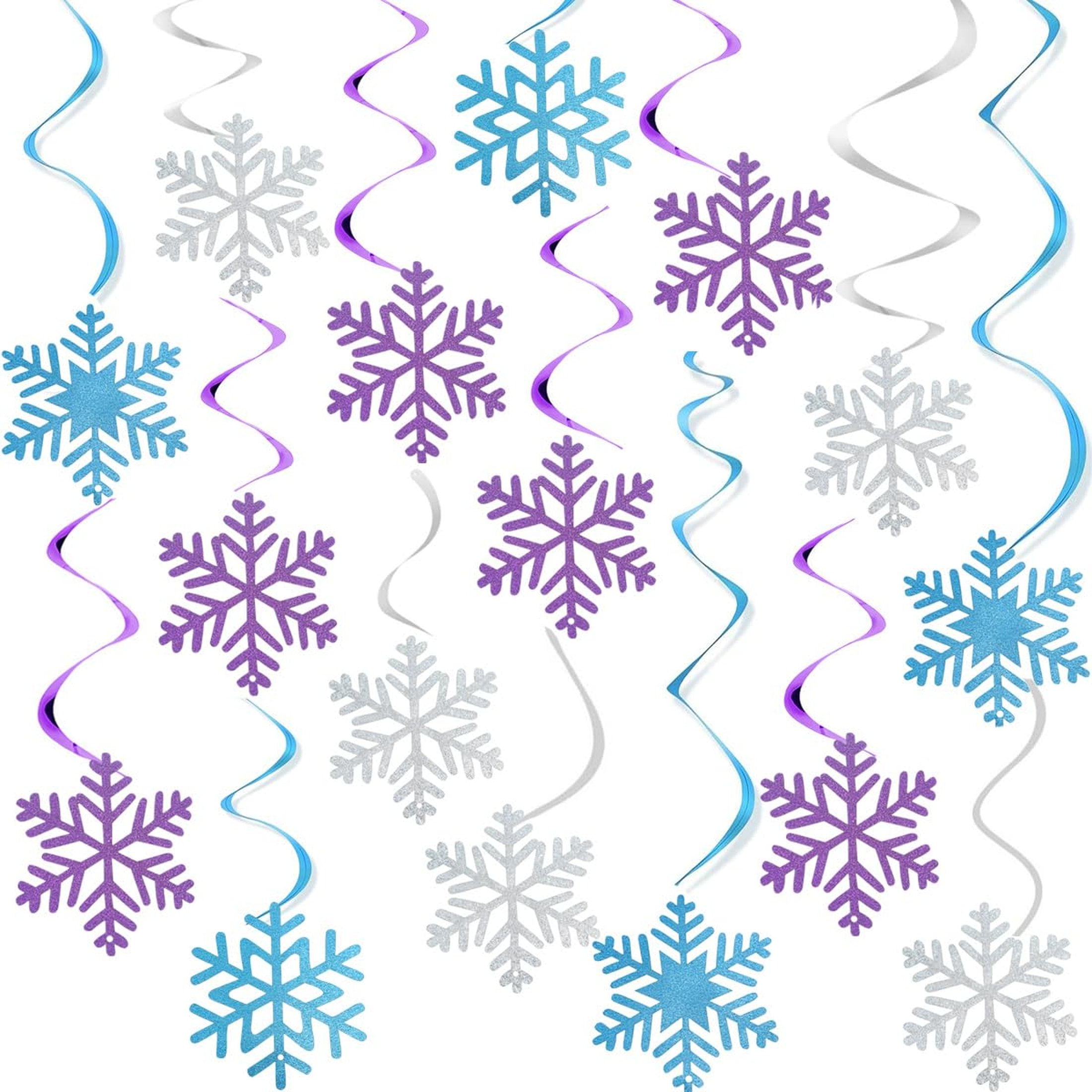 Snowflake Swirls Winter Wonderland Decor Set - 30PCS Sparkly Hanging ...