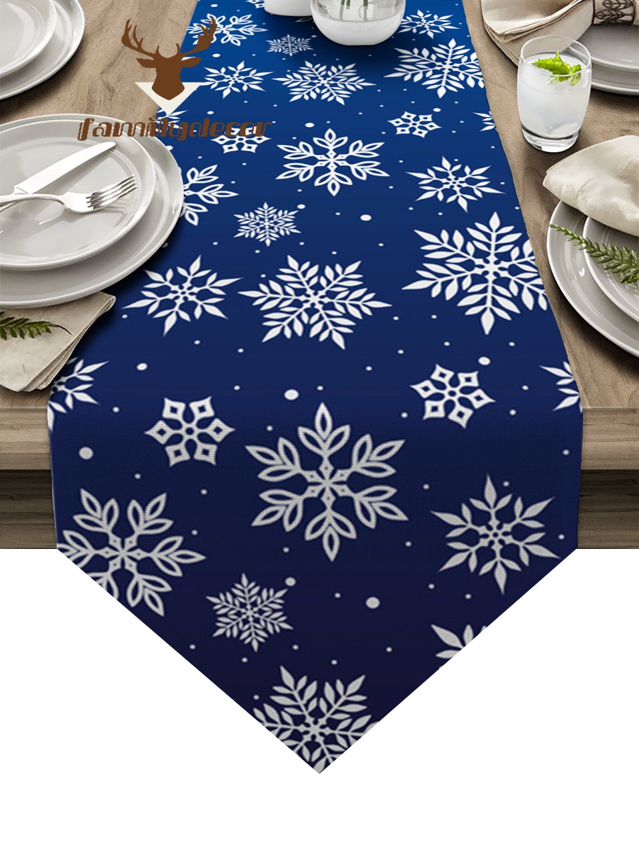 Snowflake Texture Blue Table Runner Country Wedding ration Tablecloth ...