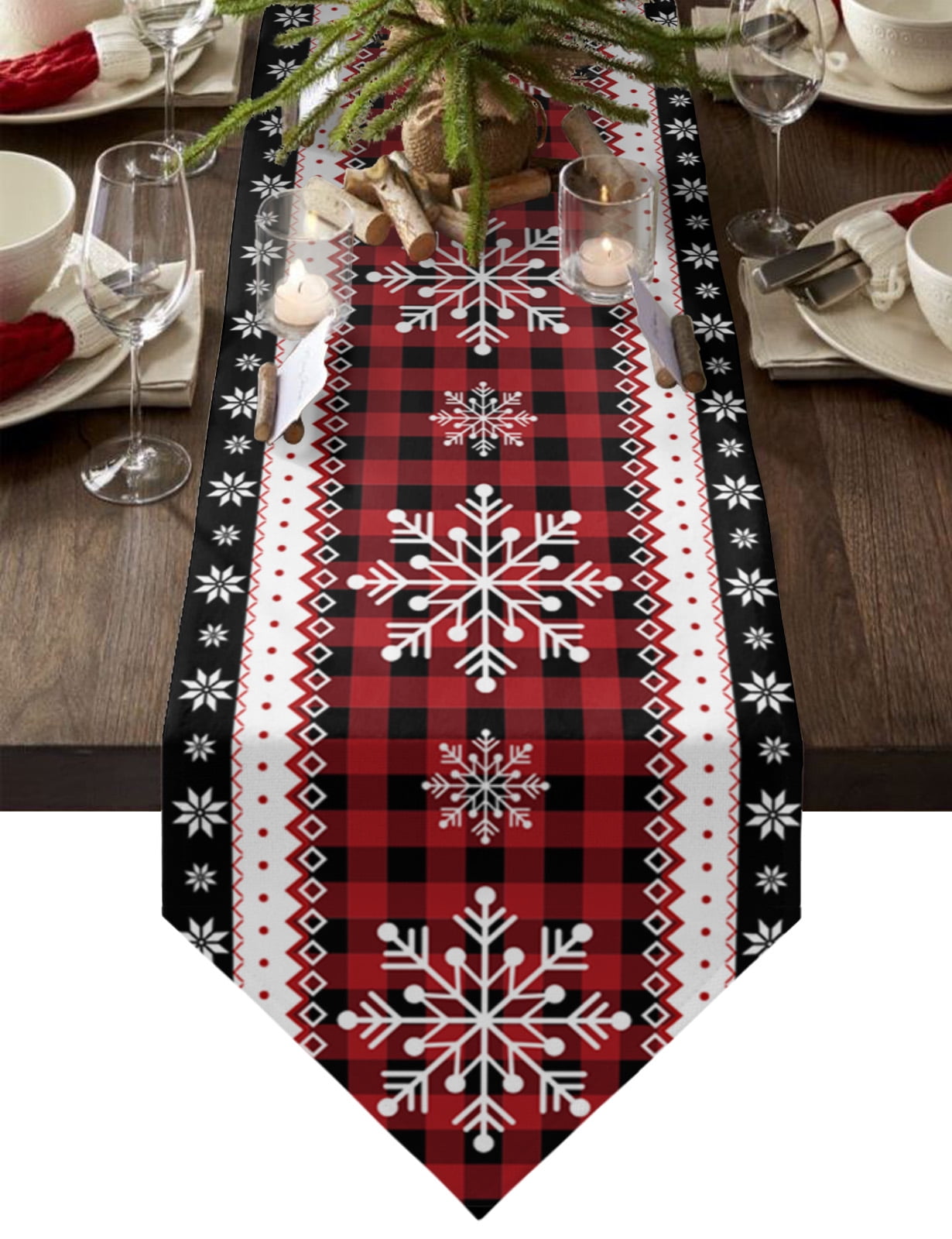 Snowflake Texture Red Table Runner Wedding r Tablecloth Dinner Table ...
