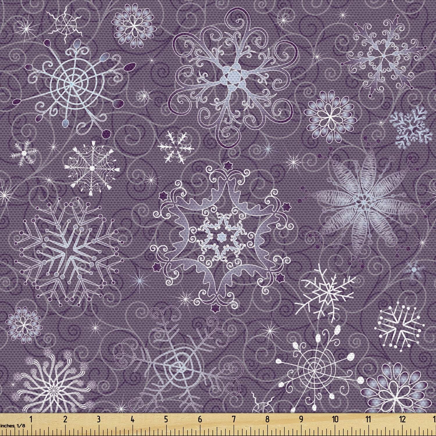 Ambesonne Snowflake Fabric by the Yard Upholstery, Christmas Flowers, 2 ...