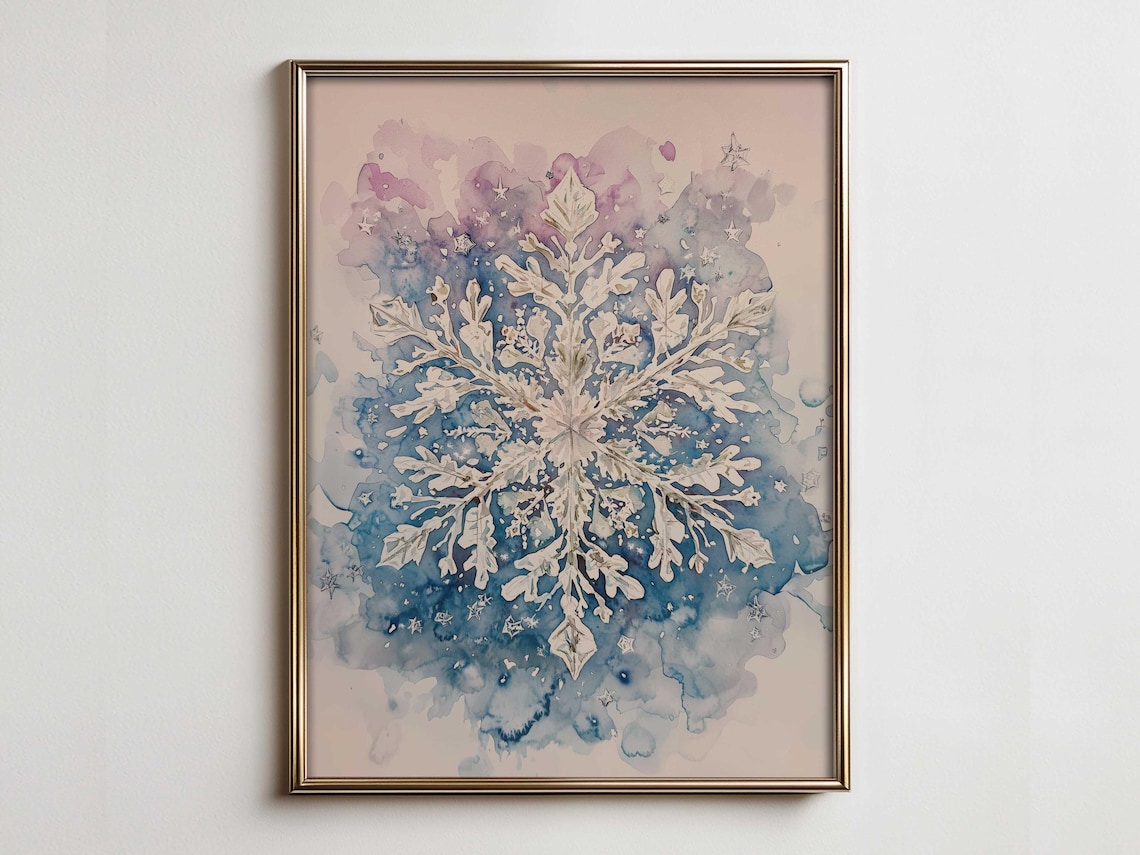 Snowflake Wall Art, Winter Wonderland Decor, Elegant Winter Print For ...