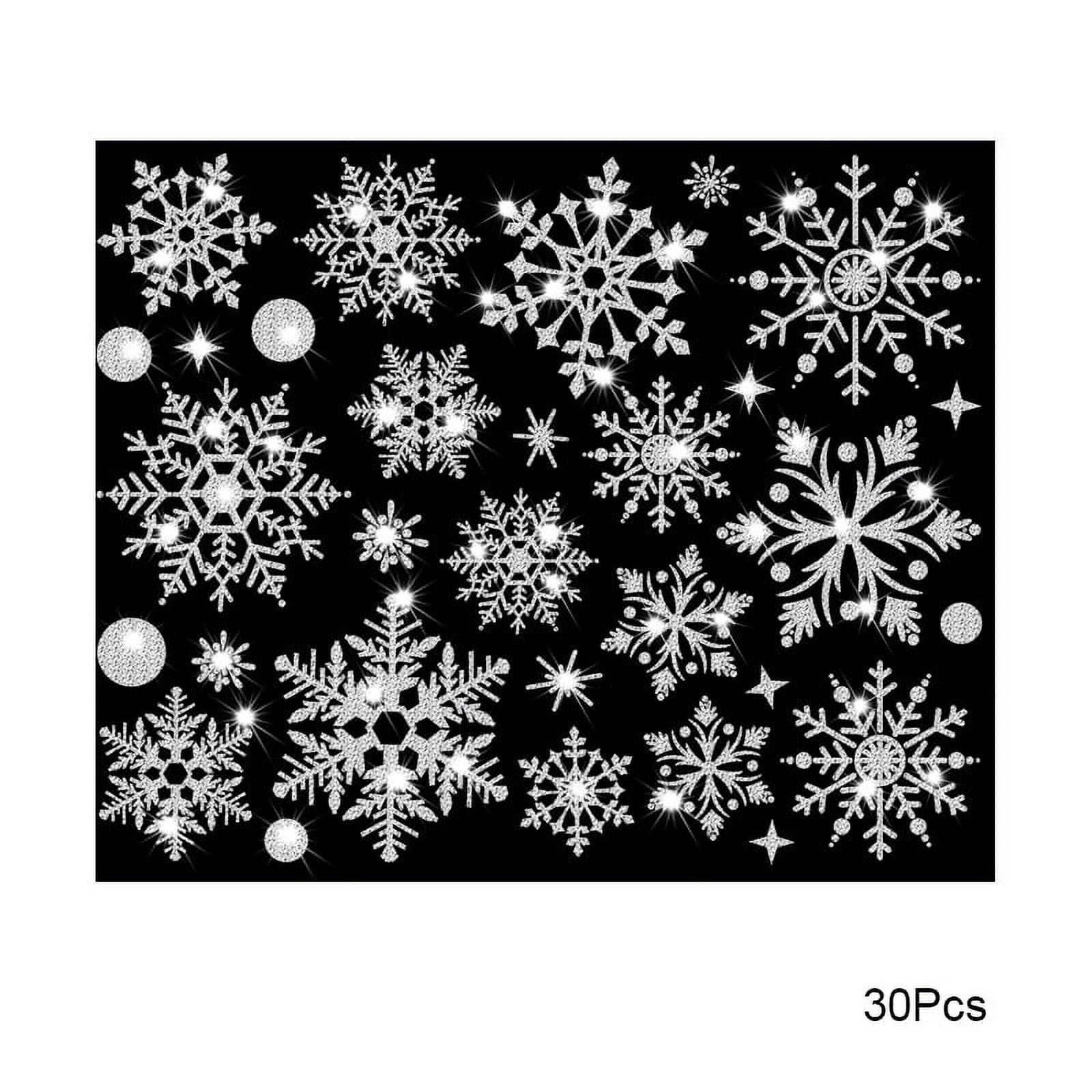 Snowflake Window Clings Glitter Silver Snowflake Window Stickers For ...