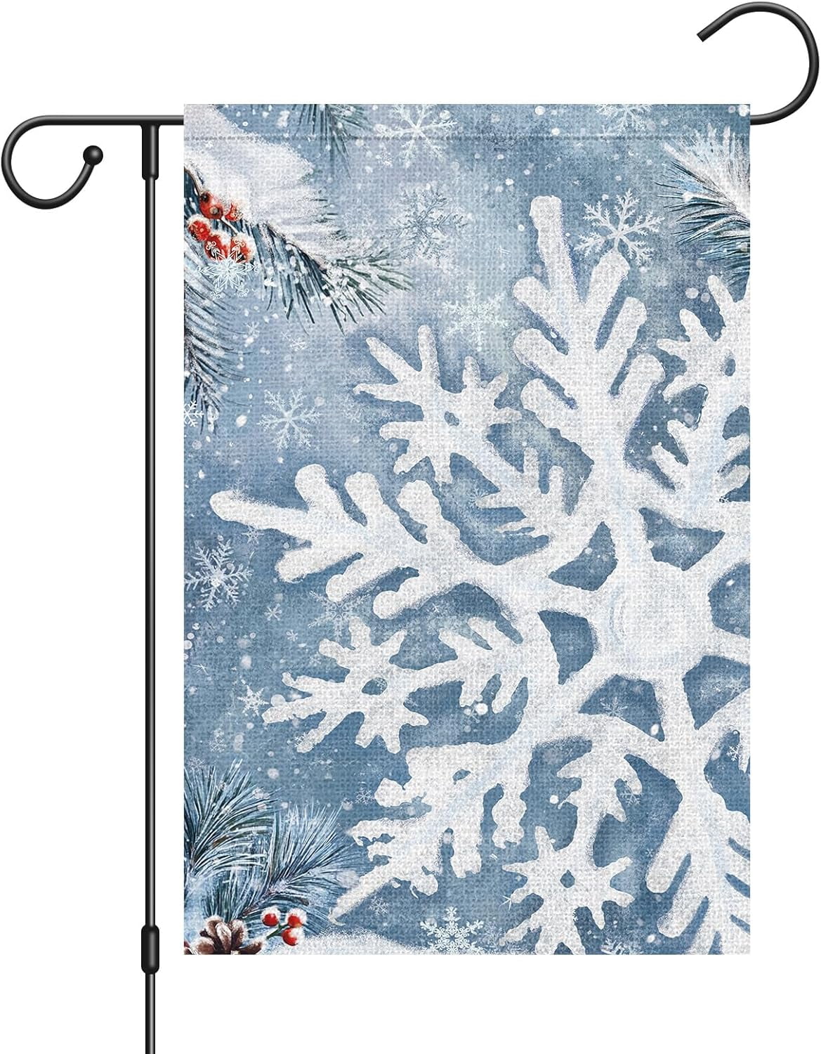 Snowflake Winter Garden Flag 12 x 18 Inch Double Sided Vertical, Burlap ...