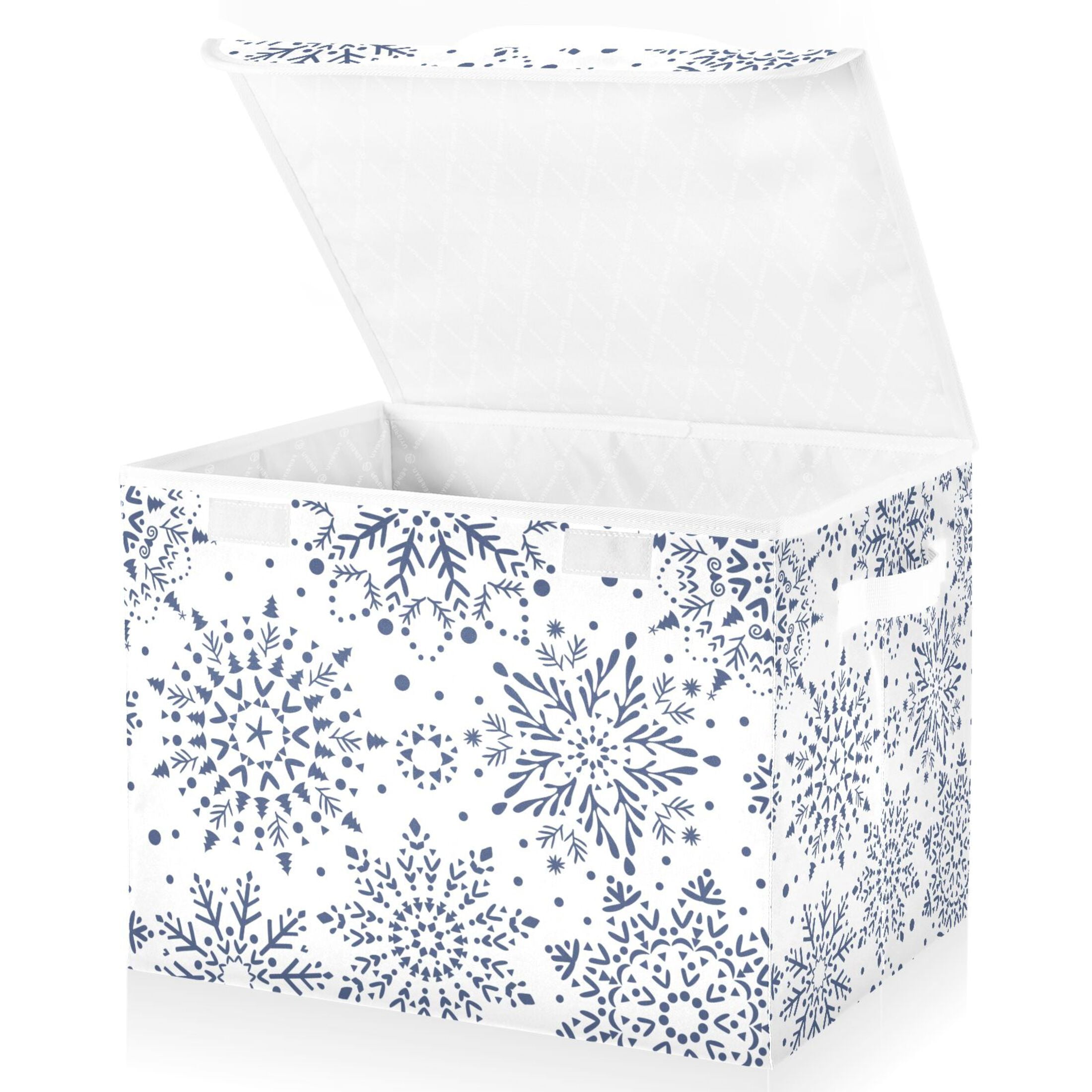 Snowflakes with Blue on Winter Large Lidded Storage Bin Foldable ...