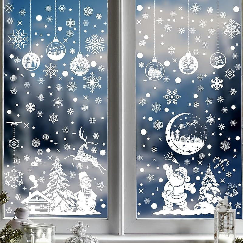Snowflakes Christmas Window Clings 260PCS White Xmas Window Sticker ...