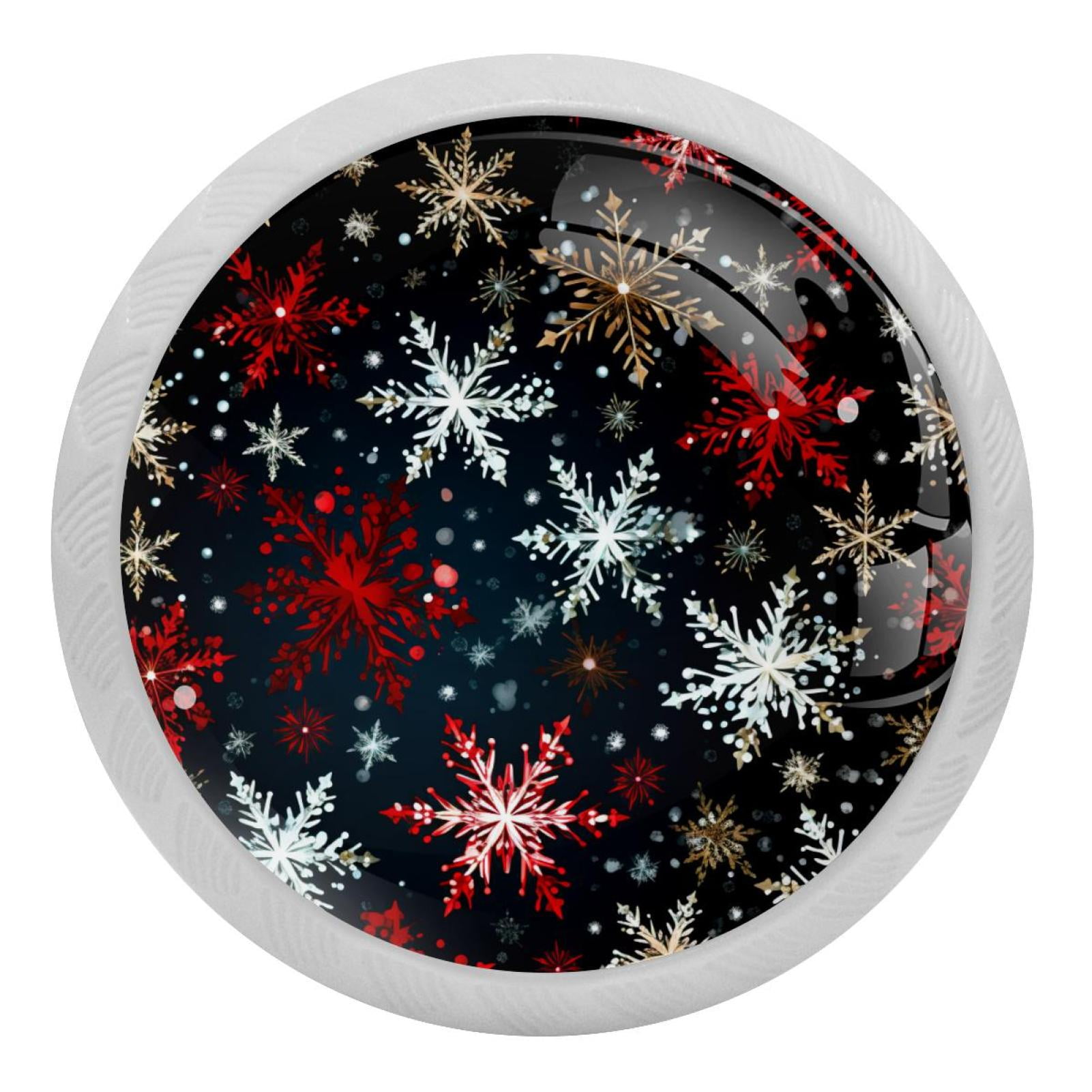 Snowflakes Fluorescent Drawer Pulls with Screws: Round 4-Pack, Glow-in ...