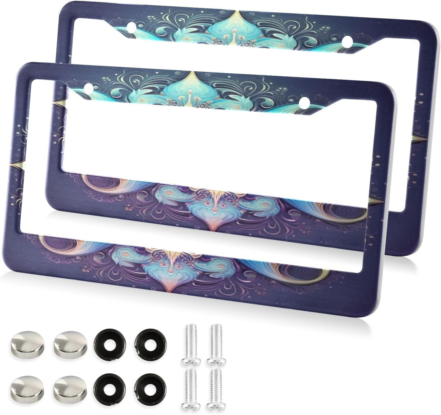 Snowflakes License Plate Frame, Aluminum Car Tag Frames, 2 Pack ...