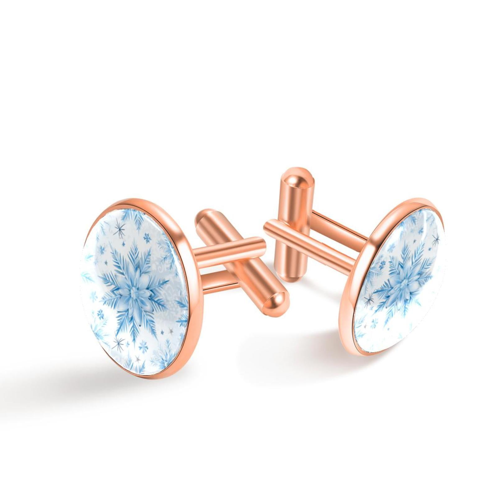 Snowflakes Men's Stainless Steel Cufflink Set for Formal Attire ...