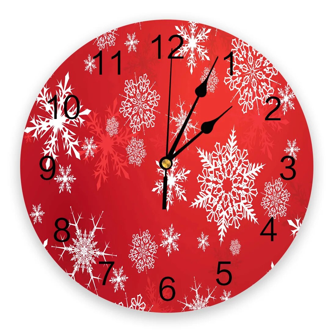 Snowflakes On A Red Background Wall Clocks Silent Home Cafe Office Wall ...