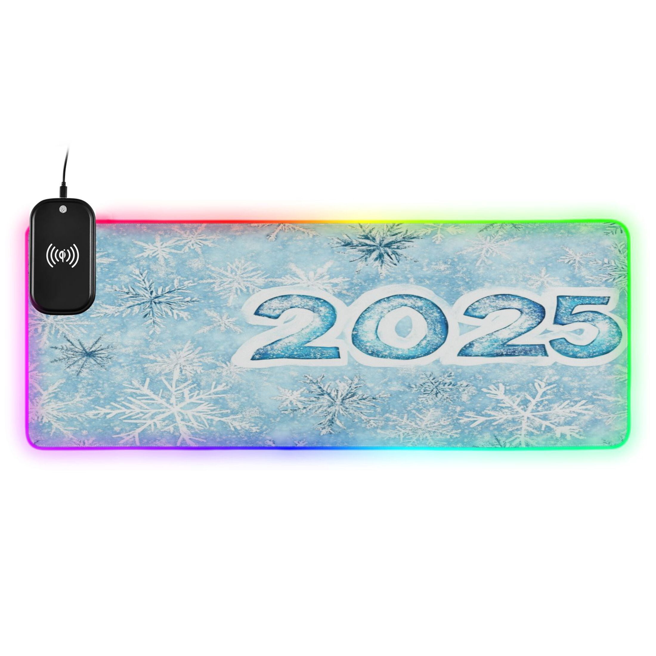 Snowflakes Pattern Design 2025 Large RGB Gaming Mouse Pad with Fast ...