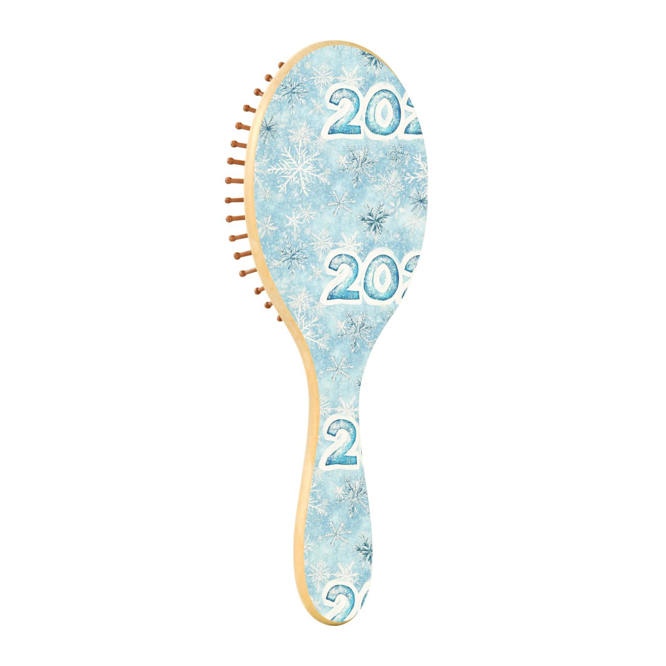 Snowflakes Pattern Design 2025 Natural Wooden Hair Brush with Cushion ...