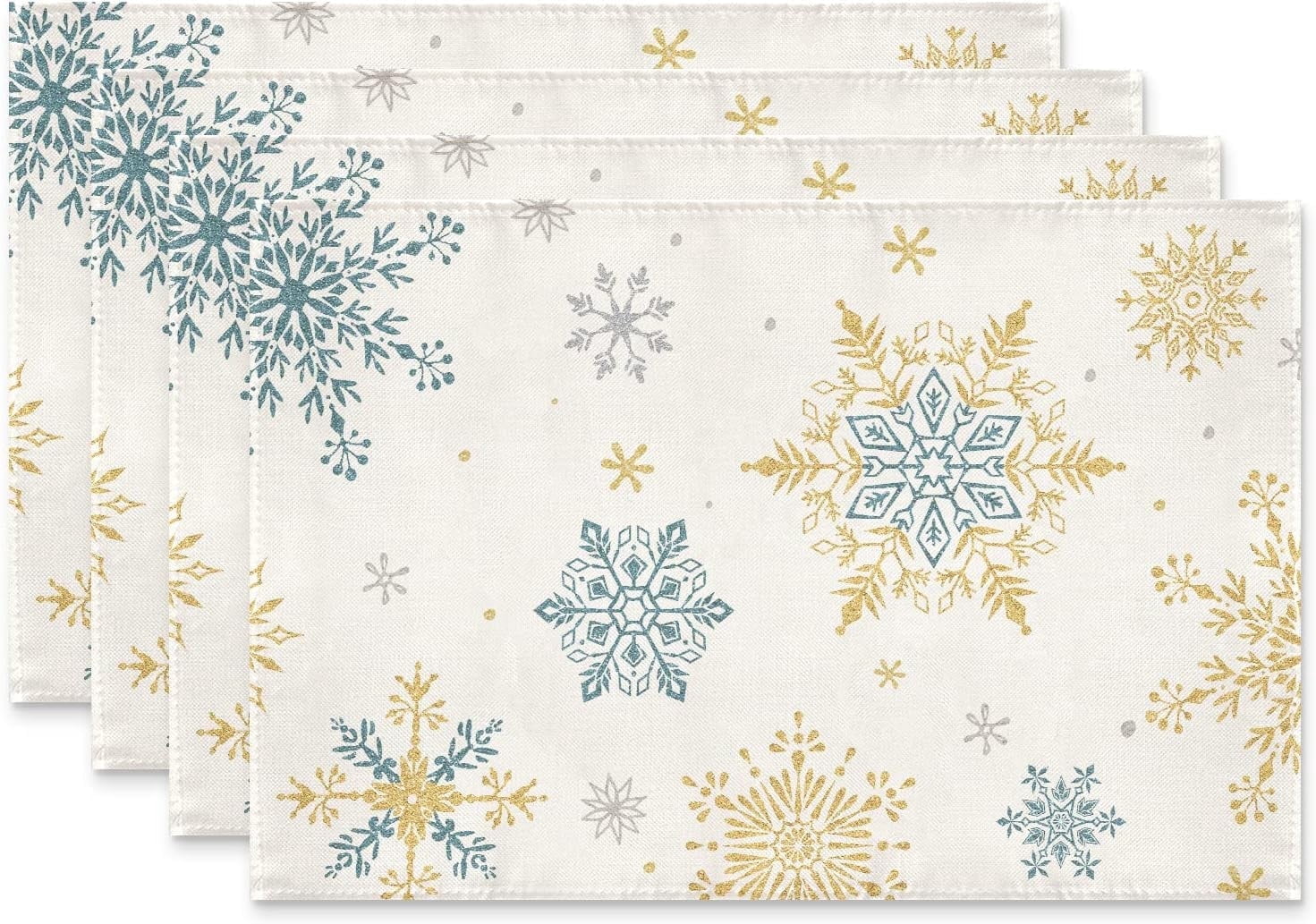 Christmas Placemats Set Of 4, Snowflakes Winter Table Decorations for ...