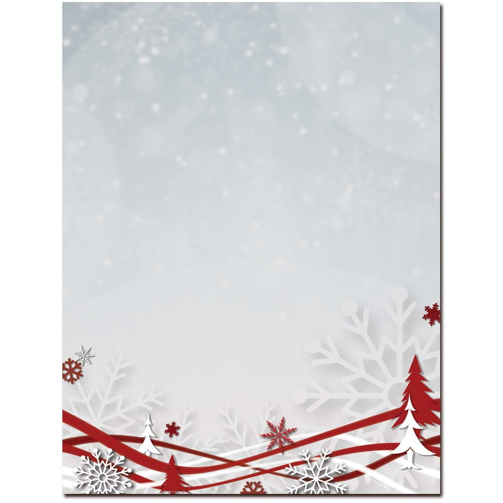 Snowflakes & Ribbons Letterhead Laser & Inkjet Printer Paper, 100 ...