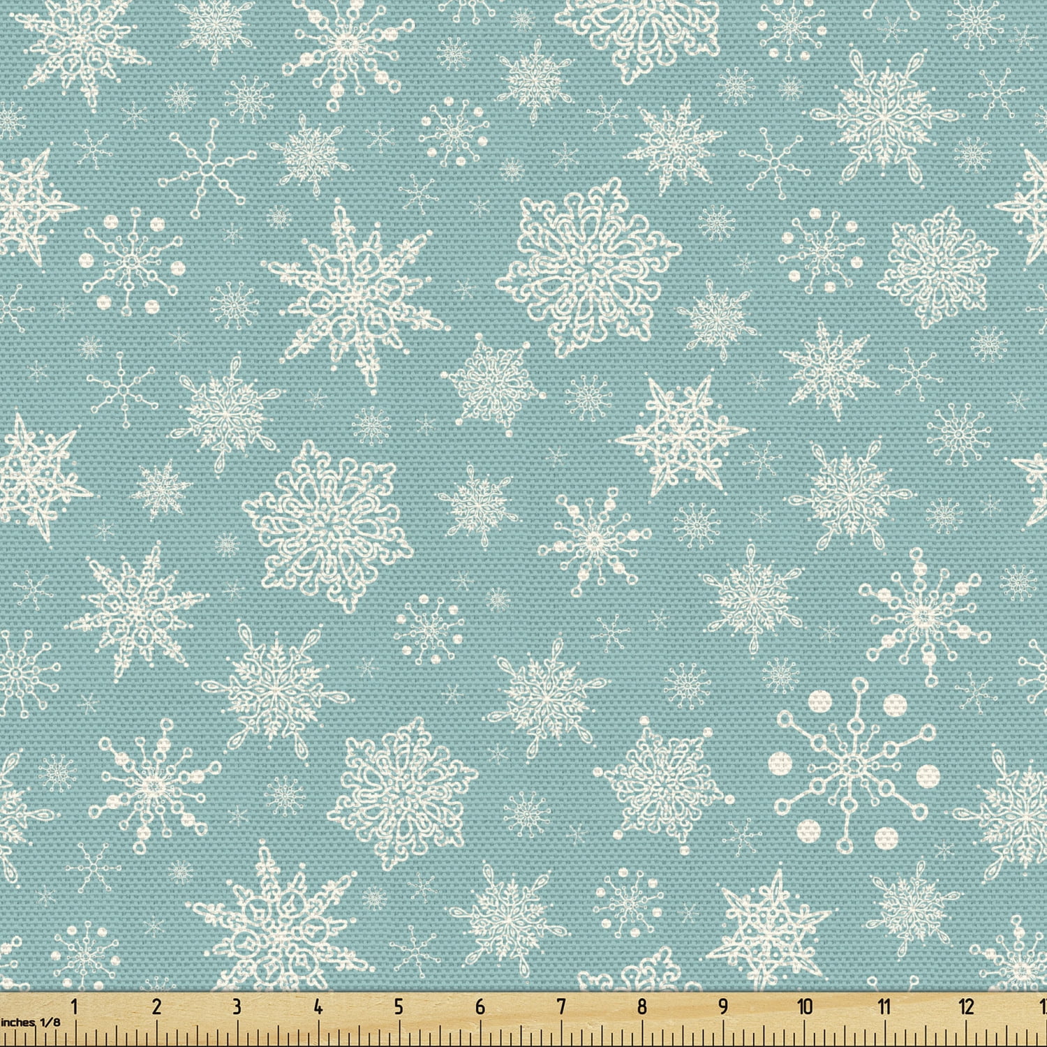 Ambesonne Snowflakes Fabric by the Yard Upholstery, Winter Lacey Ornate ...