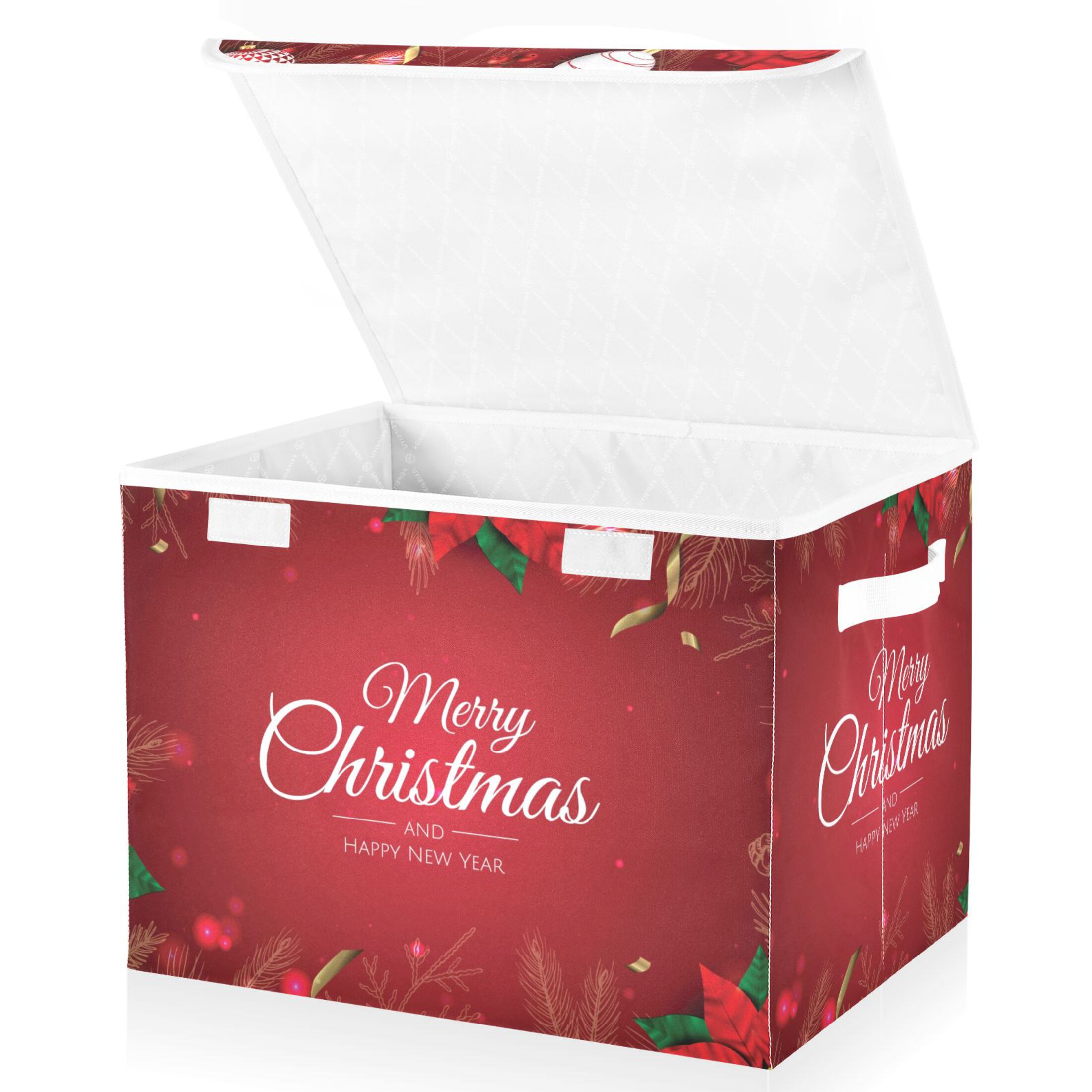 Snowflakes Sstar and Balls Design Large Lidded Bin Foldable Storage ...