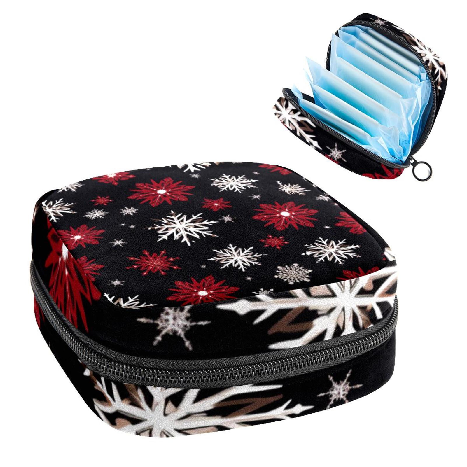Snowflakes Women's Period Storage Bag with Velvet Fabric, Sponge ...