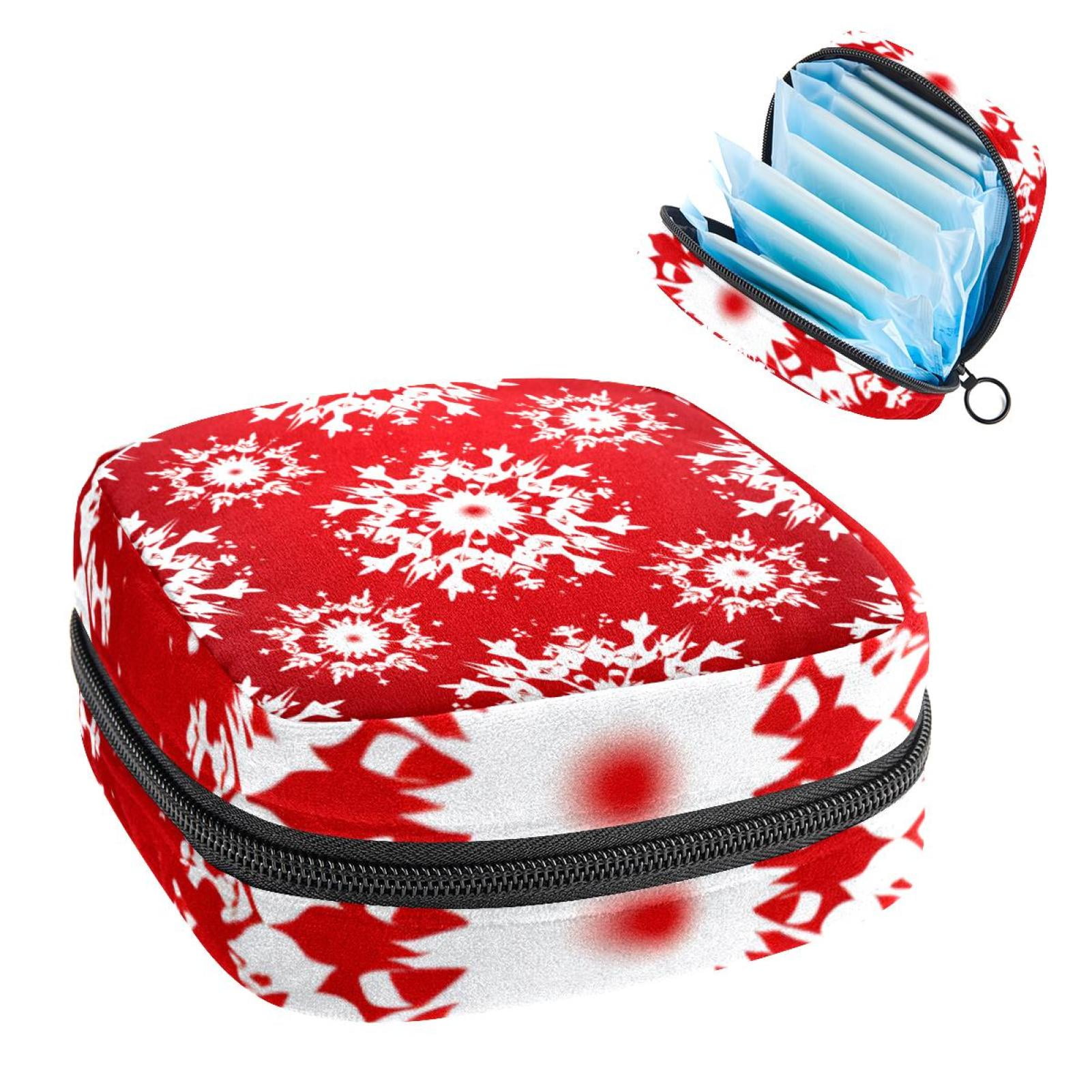 Snowflakes Women's Period Storage Bag with Velvet Fabric, Sponge ...