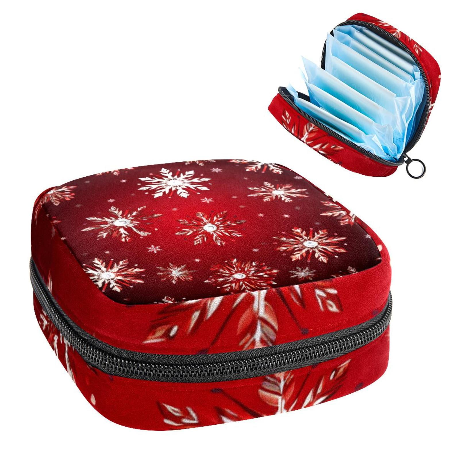 Snowflakes Women's Period Storage Bag with Velvet Fabric, Sponge ...