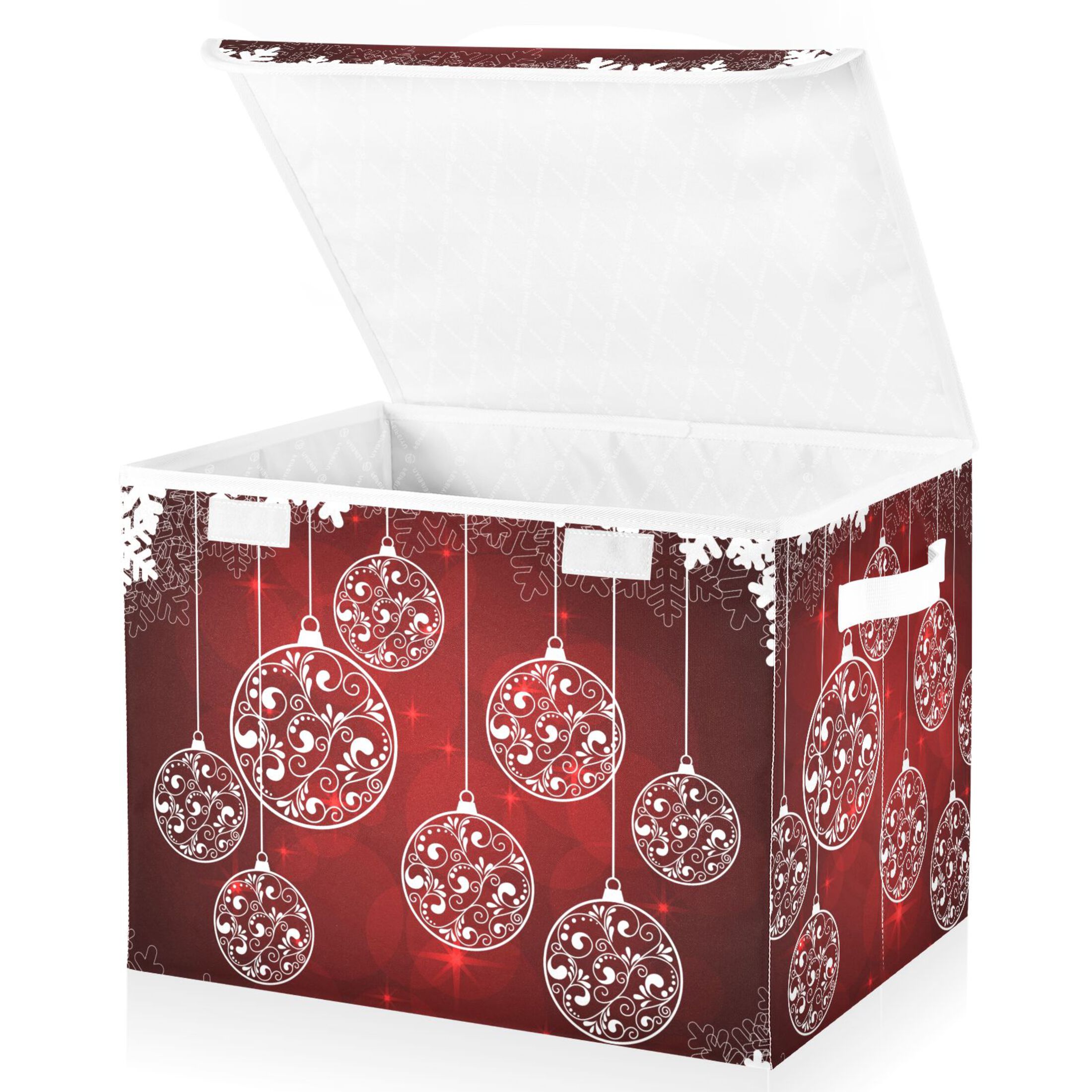 Snowflakes with Balls and Snow Large Lidded Bin Foldable Storage ...