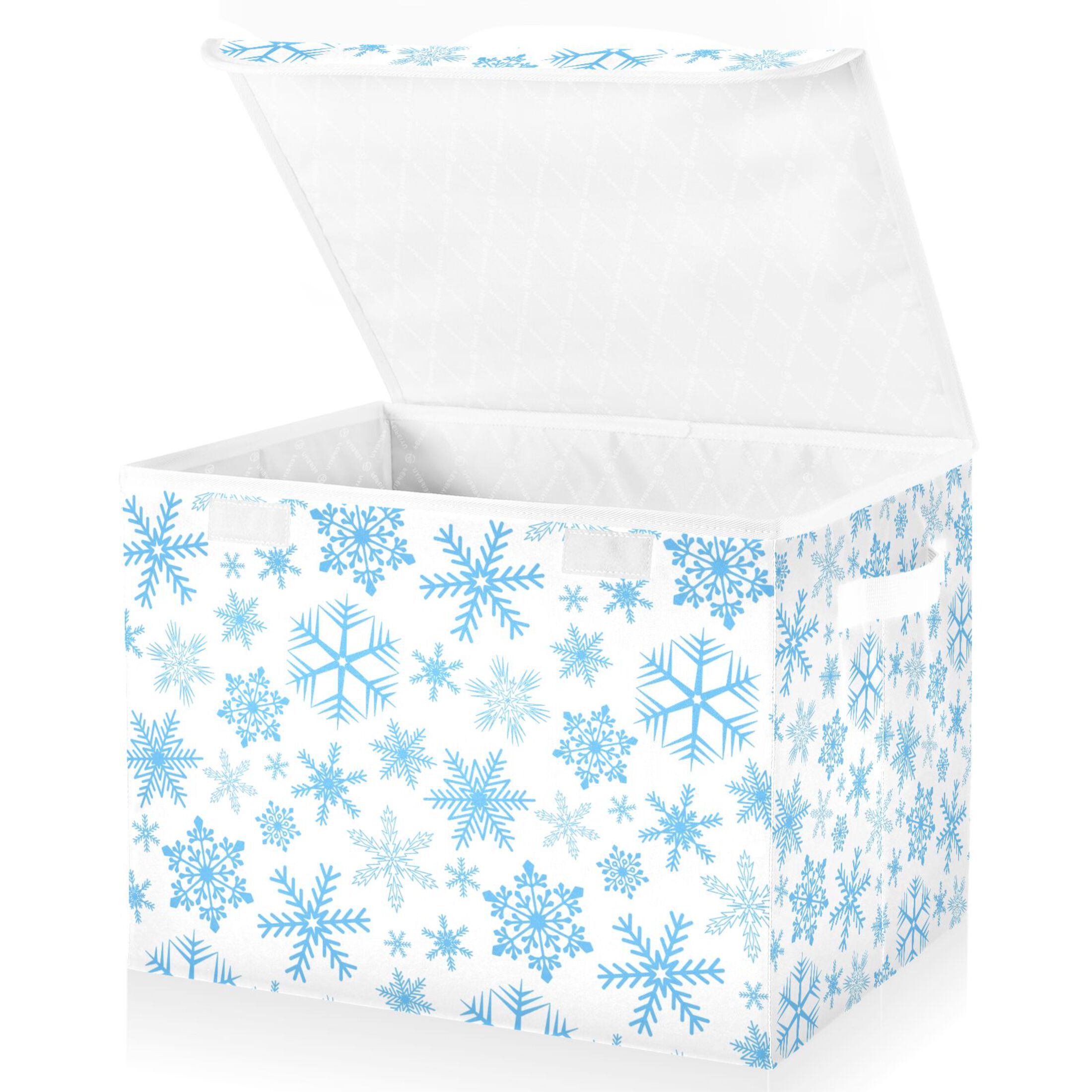 Snowflakes with Blue Large Lidded Storage Bin Foldable Storage Boxes ...