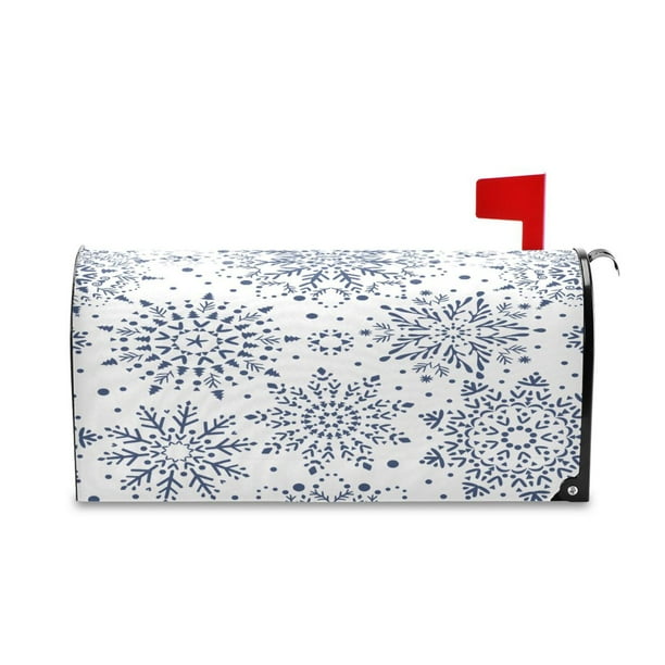 Snowflakes with Blue on Winter Magnetic Mailbox Covers Wrapped Mailbox ...