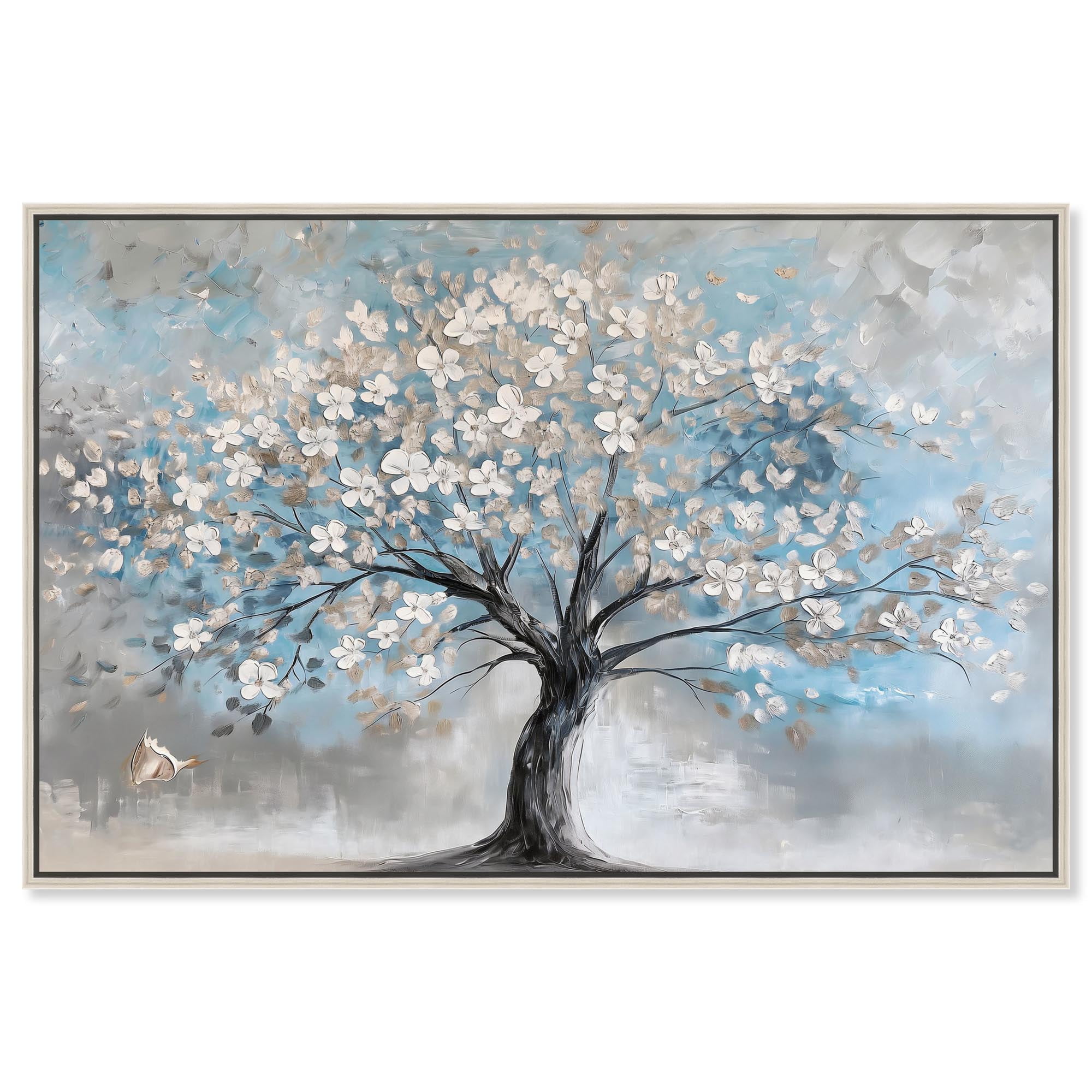 Snowflower Tree Canvas Colorful Tree Art by Art Remedy, Silver Frame ...