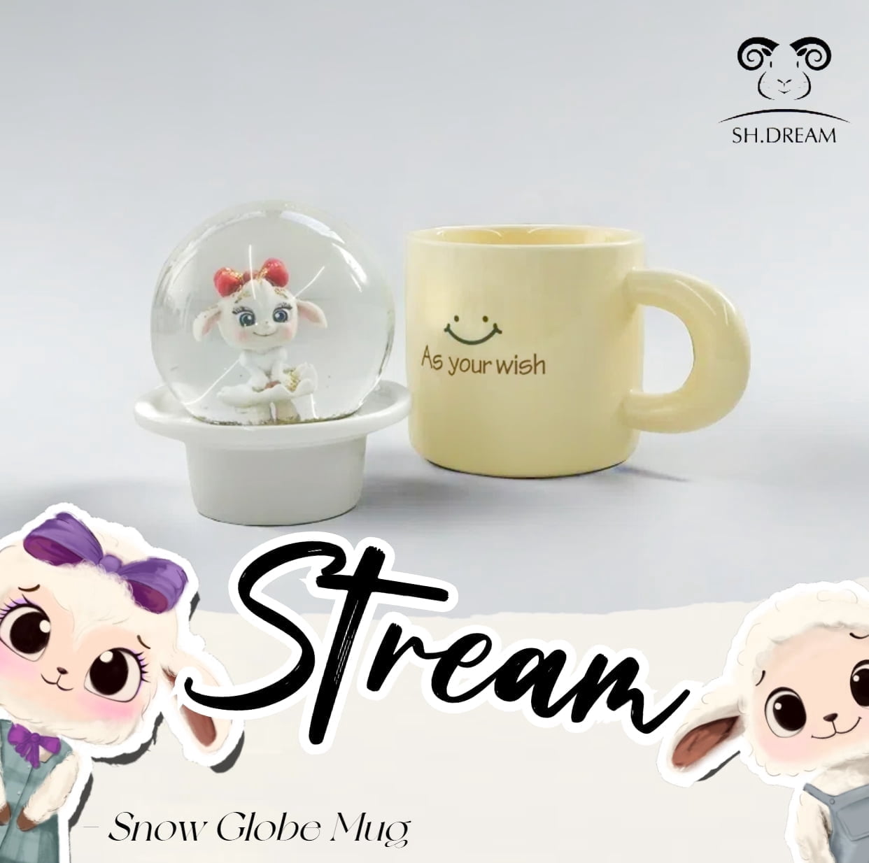 Snowglobe Mug Adorable Beige Ceramic Cup with Crystal Snow Globe and ...