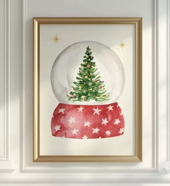 Snowglobe Print, Christmas Wall Decor, Holiday Posters, Vintage ...