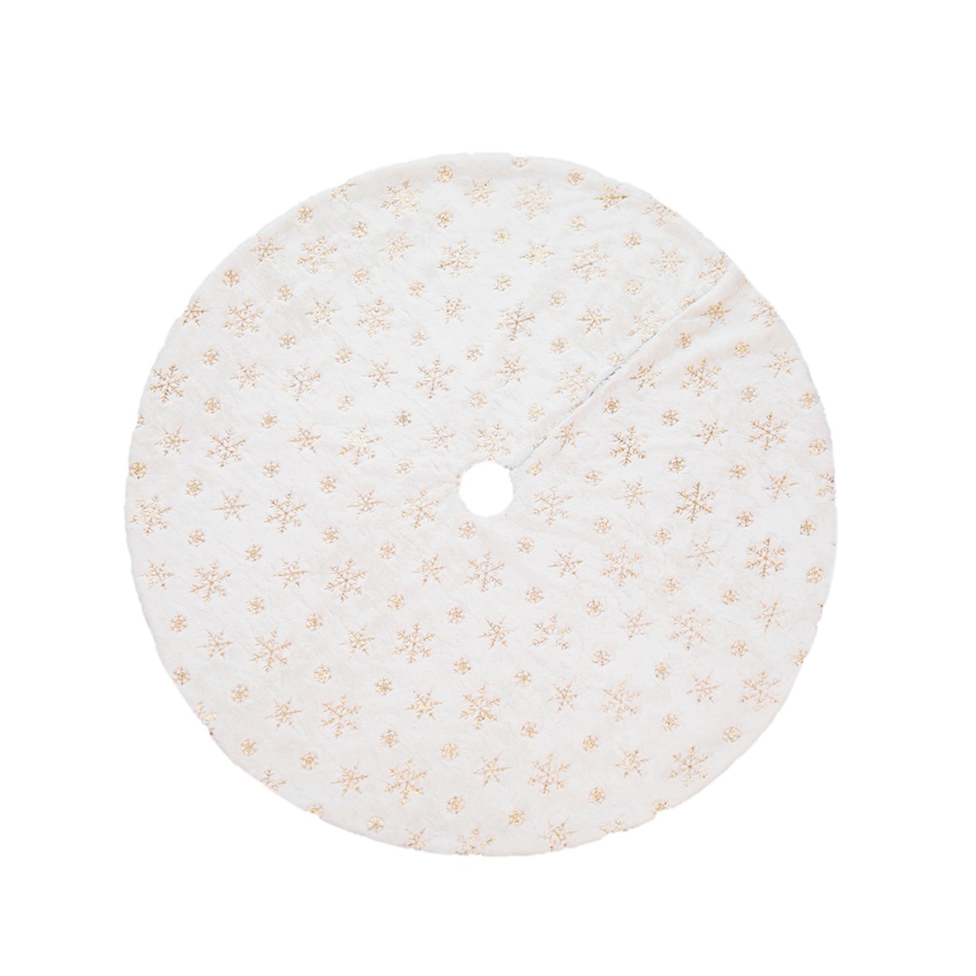 Luxury Faux Fur Christmas Tree Skirt, Silver Snowy Pattern, Large (Gold ...