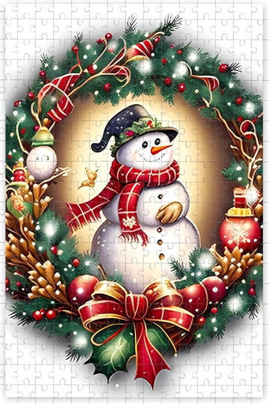 Snowman 500 Piece Puzzle Fun and Challenging Activity with Bright and ...