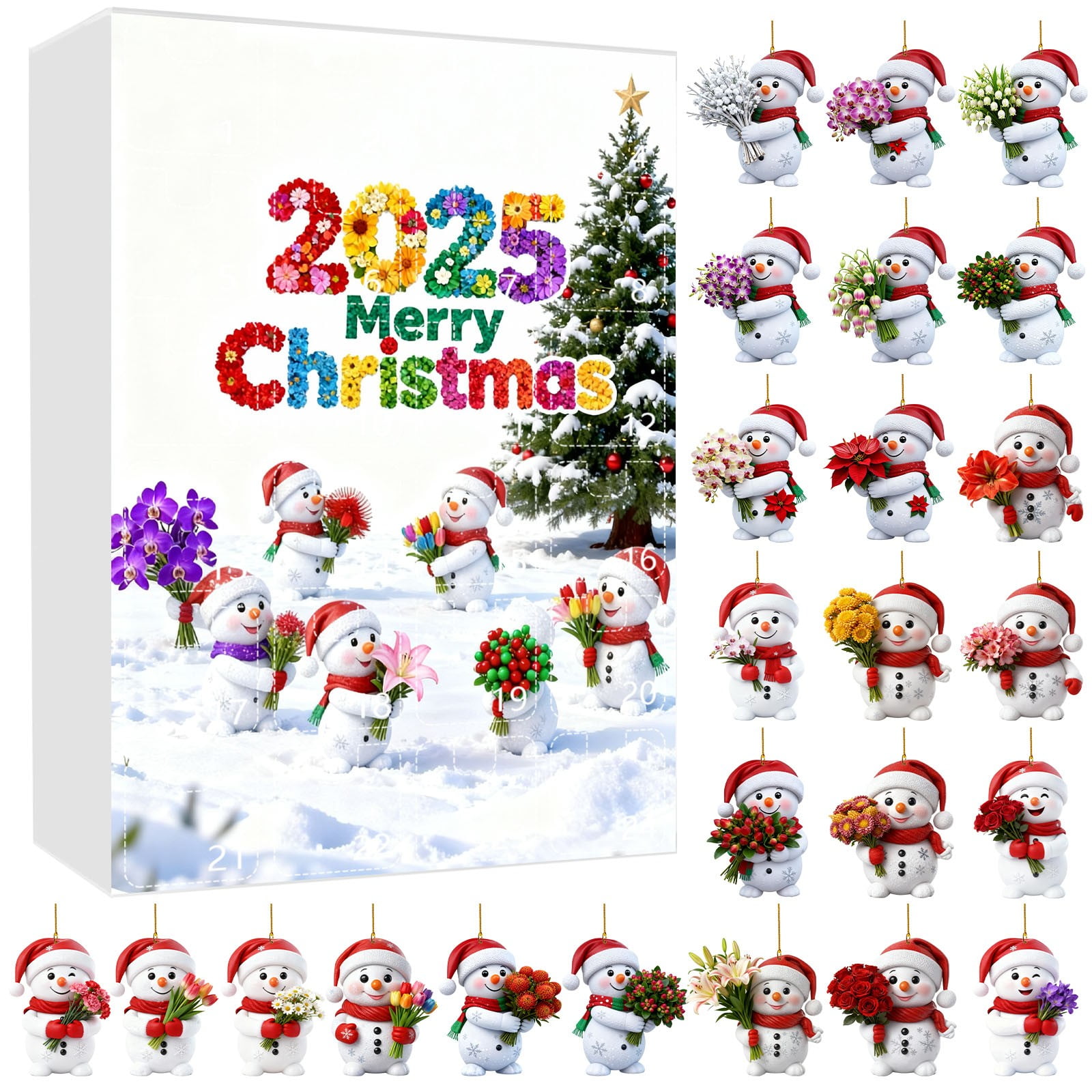 Snowman Advent Calendar 2025, 24 Days Ornament Advent Calendar for ...