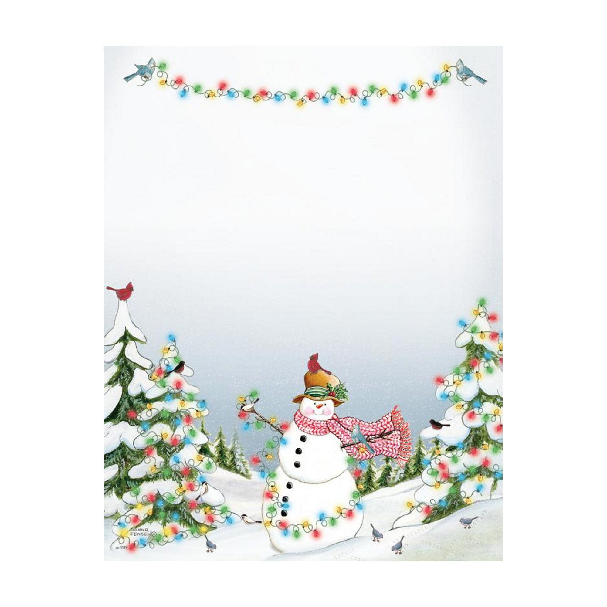 Snowman And Holiday Lights Stationery - 8 1/2in. X 11in. - 50 Sheets ...