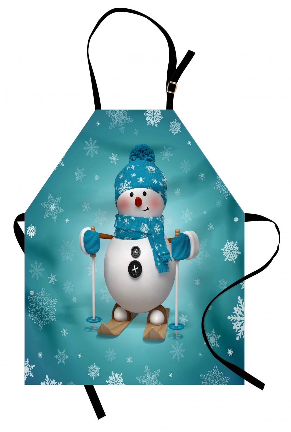 Snowman Apron Skiing with Ornate Snowflakes Winter Vacation Activity ...