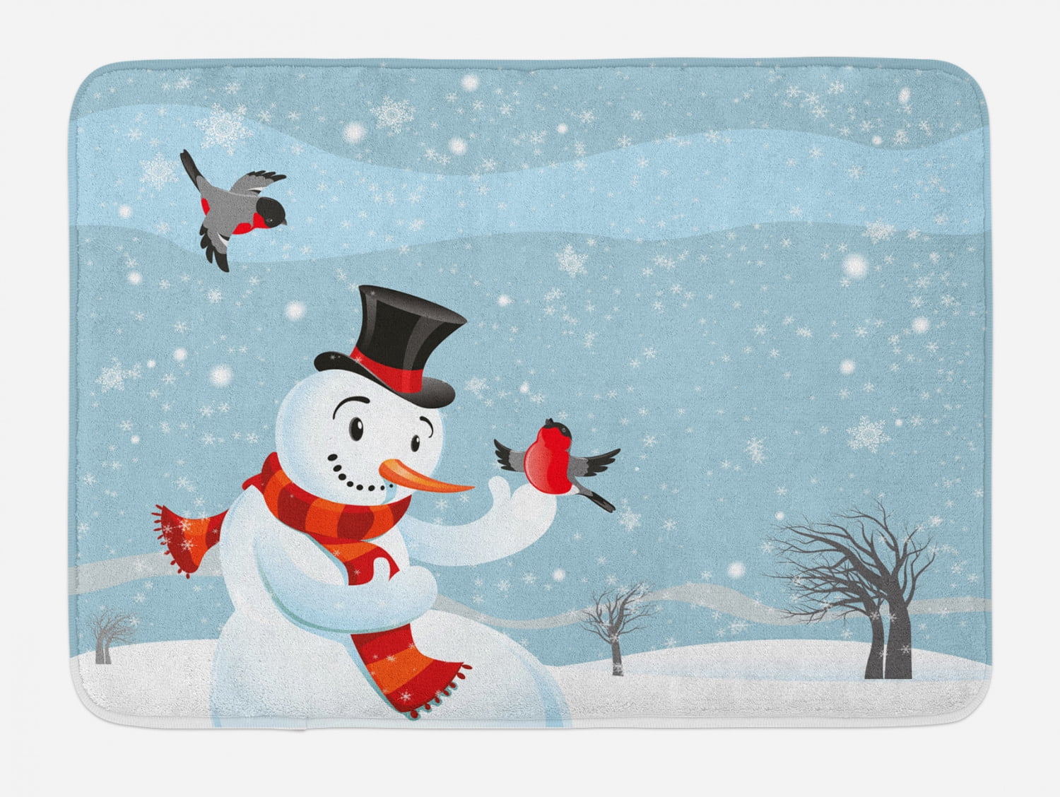 Snowman Bath Mat, Snowfall Festive New Year's Eve Celebration Theme ...