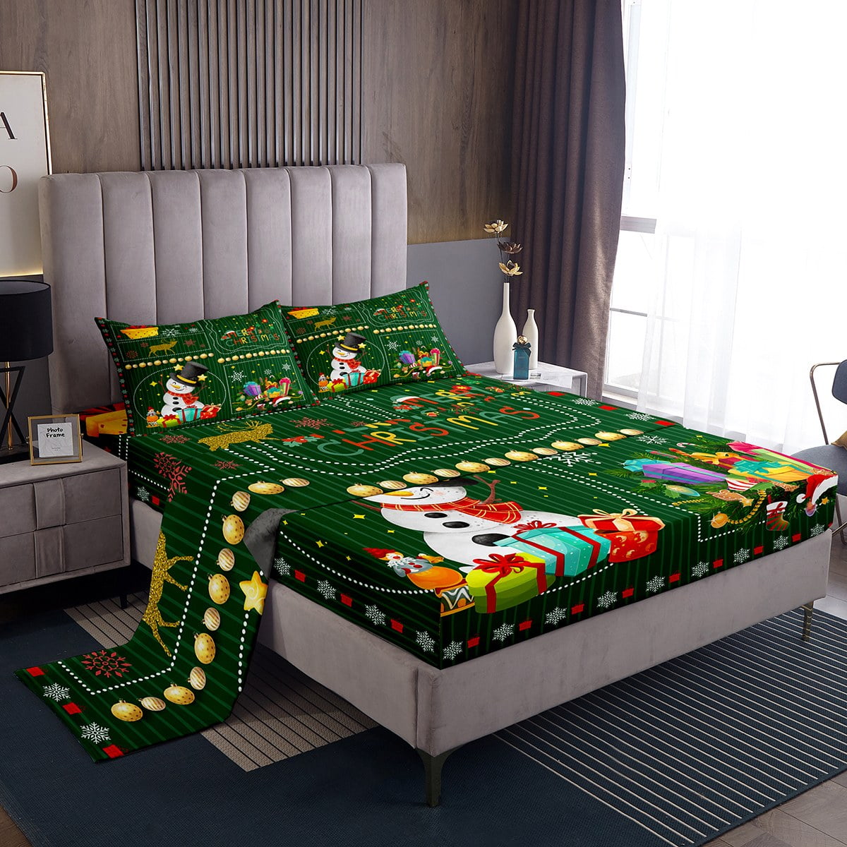 Snowman Bed Sheets Set Twin Size Christmas Themed Sheet Set for Boys ...
