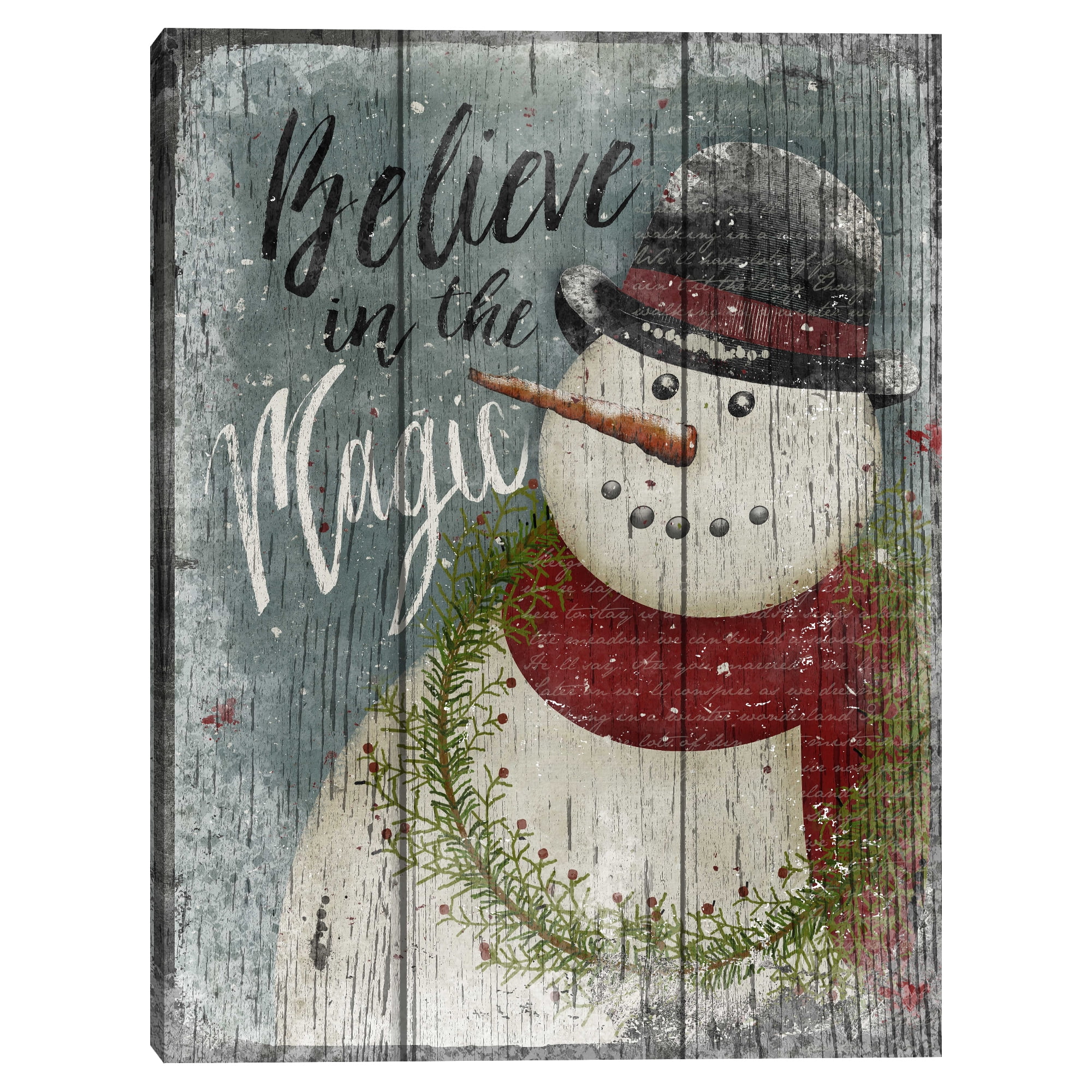 Snowman Believe By Beth Albert Canvas Art Print - Walmart.com