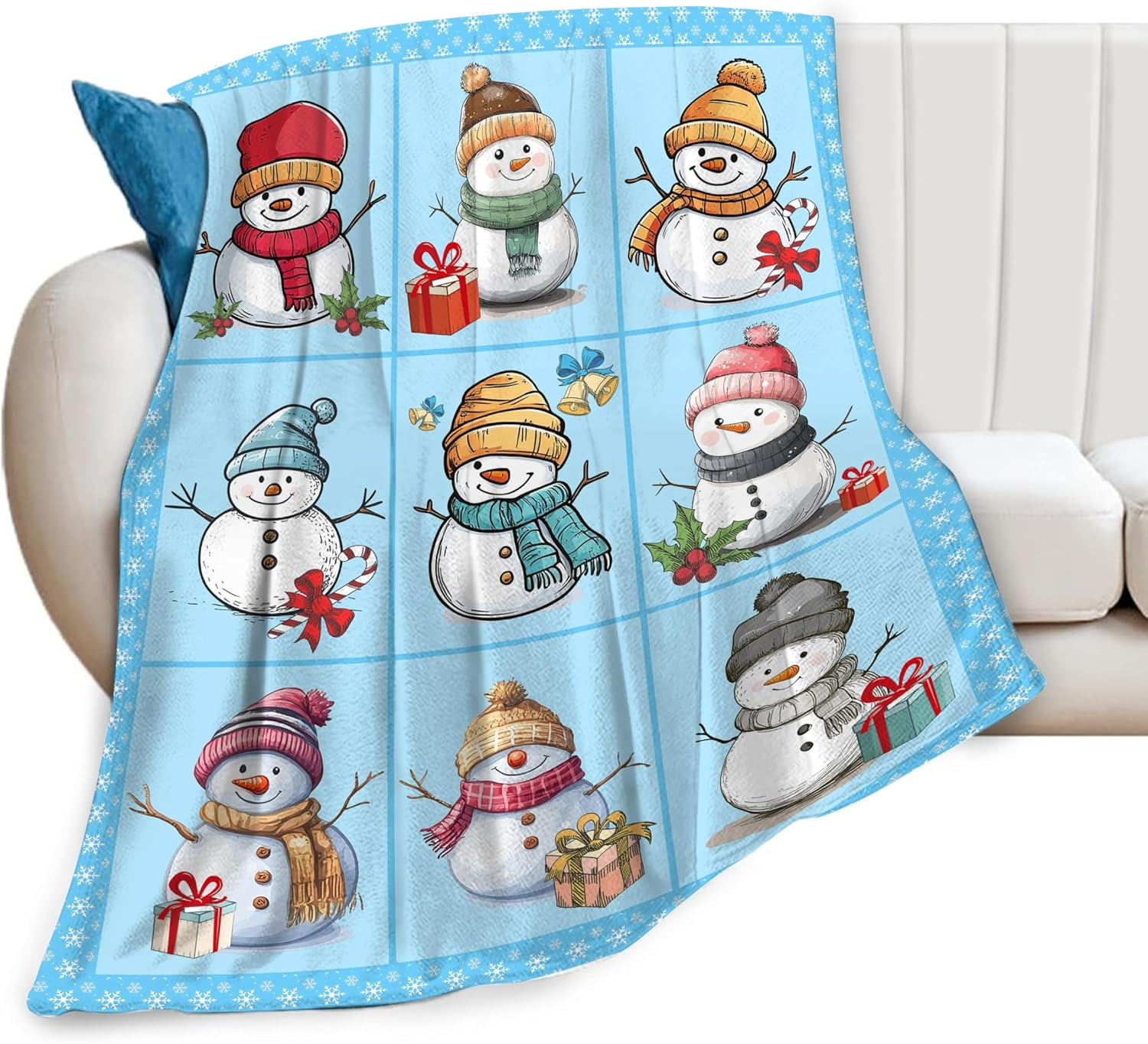 Snowman Blanket Cute Snowman Fleece Throw Blanket Fuzzy Plush Super ...