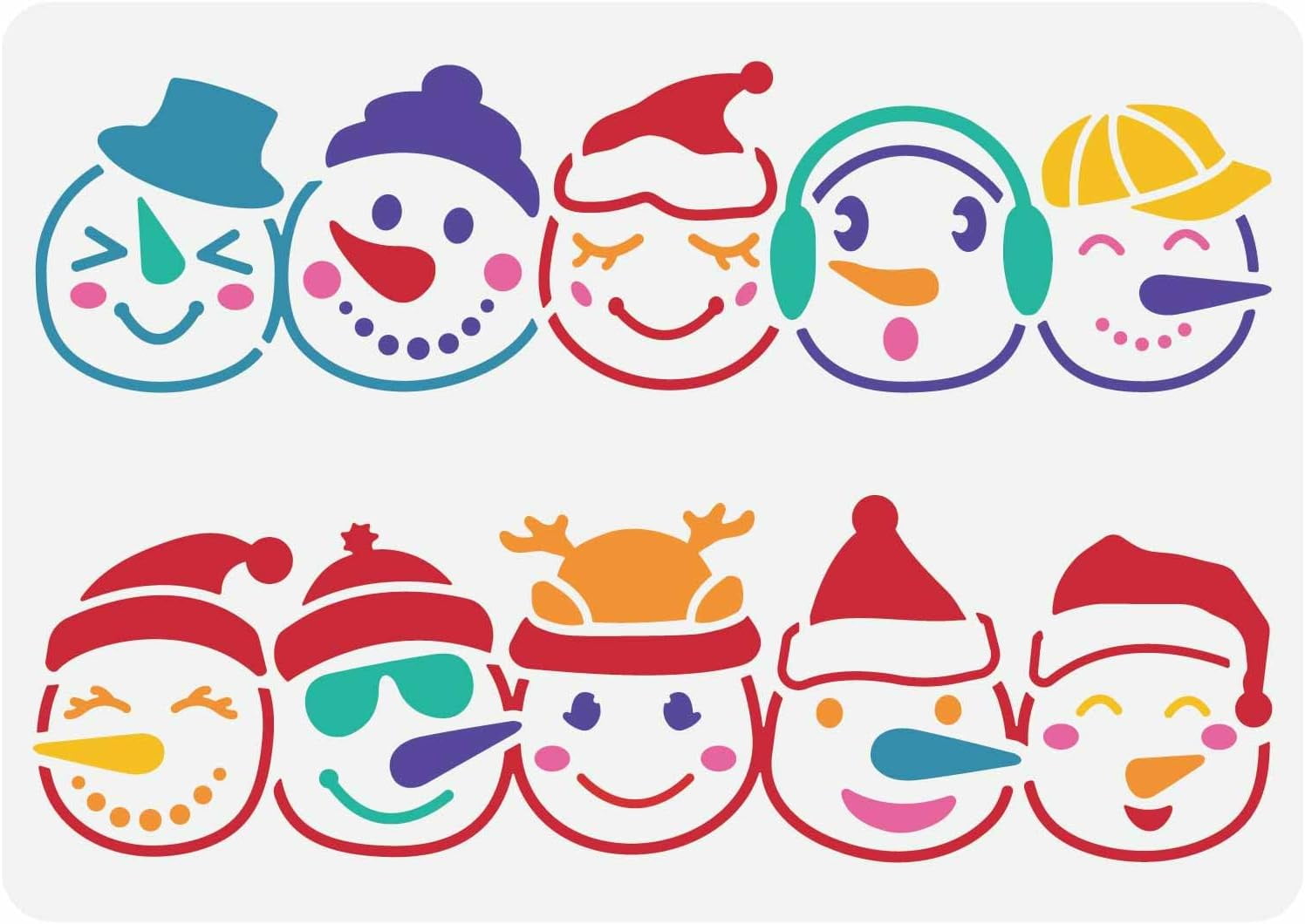 Snowman Border Stencil 11.7x8.3 inch Reusable Snowman Face Painting ...