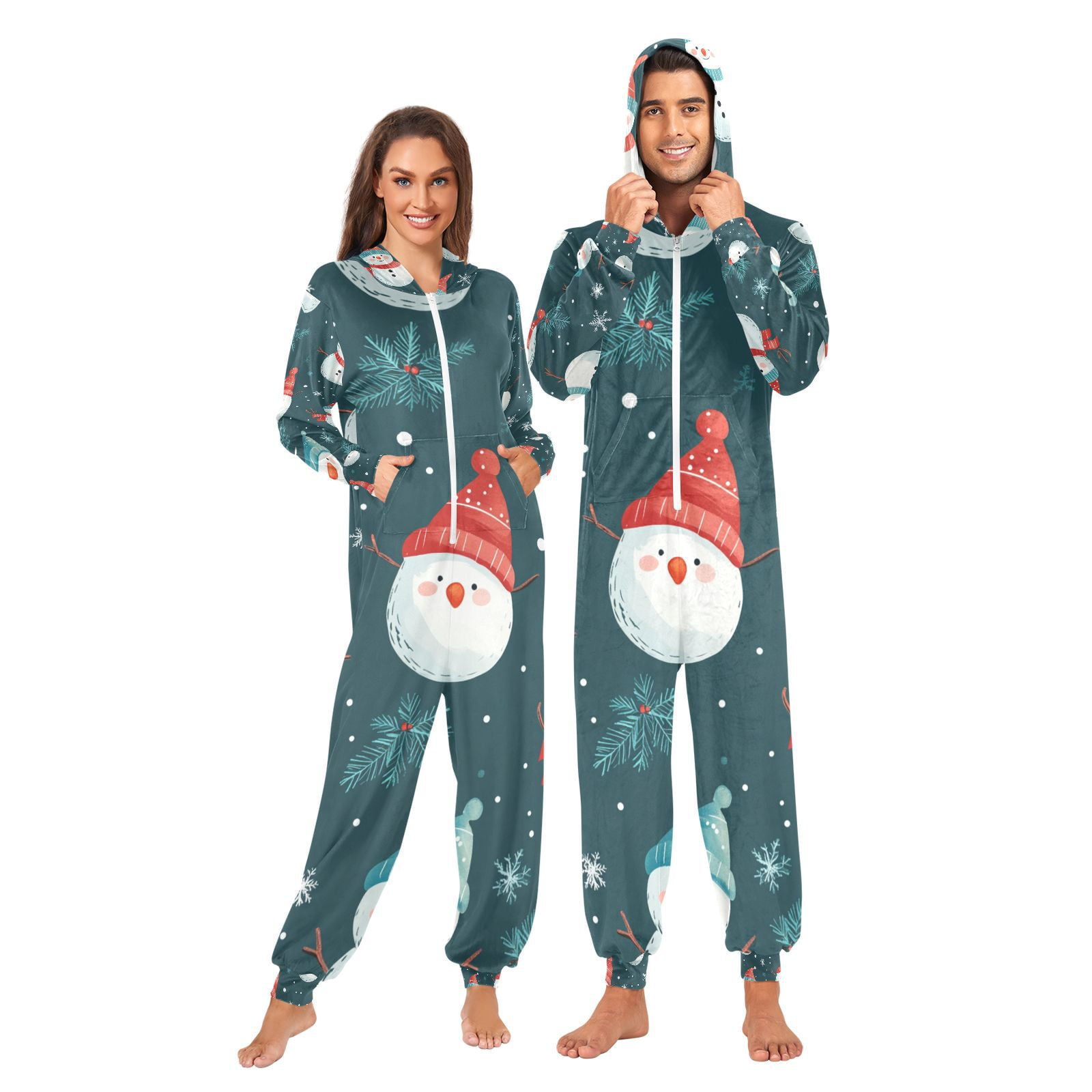 Snowman Christmas Adult Onesie Pajamas Slim Fit Christmas One Piece ...