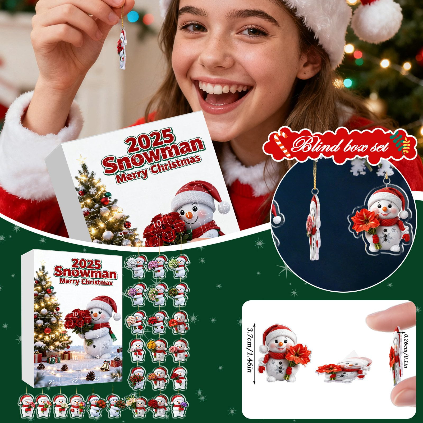 Snowman Christmas Advent Calendars, Christmas Tree Decorations Blind ...