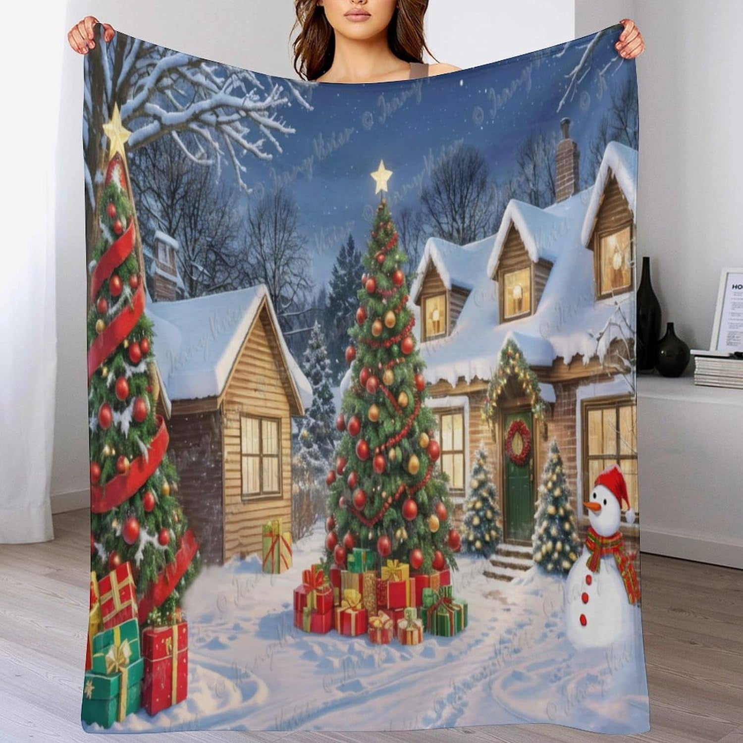 Snowman Christmas Fleece Throw - Soft Blanket Throw for Bed, Sofa ...