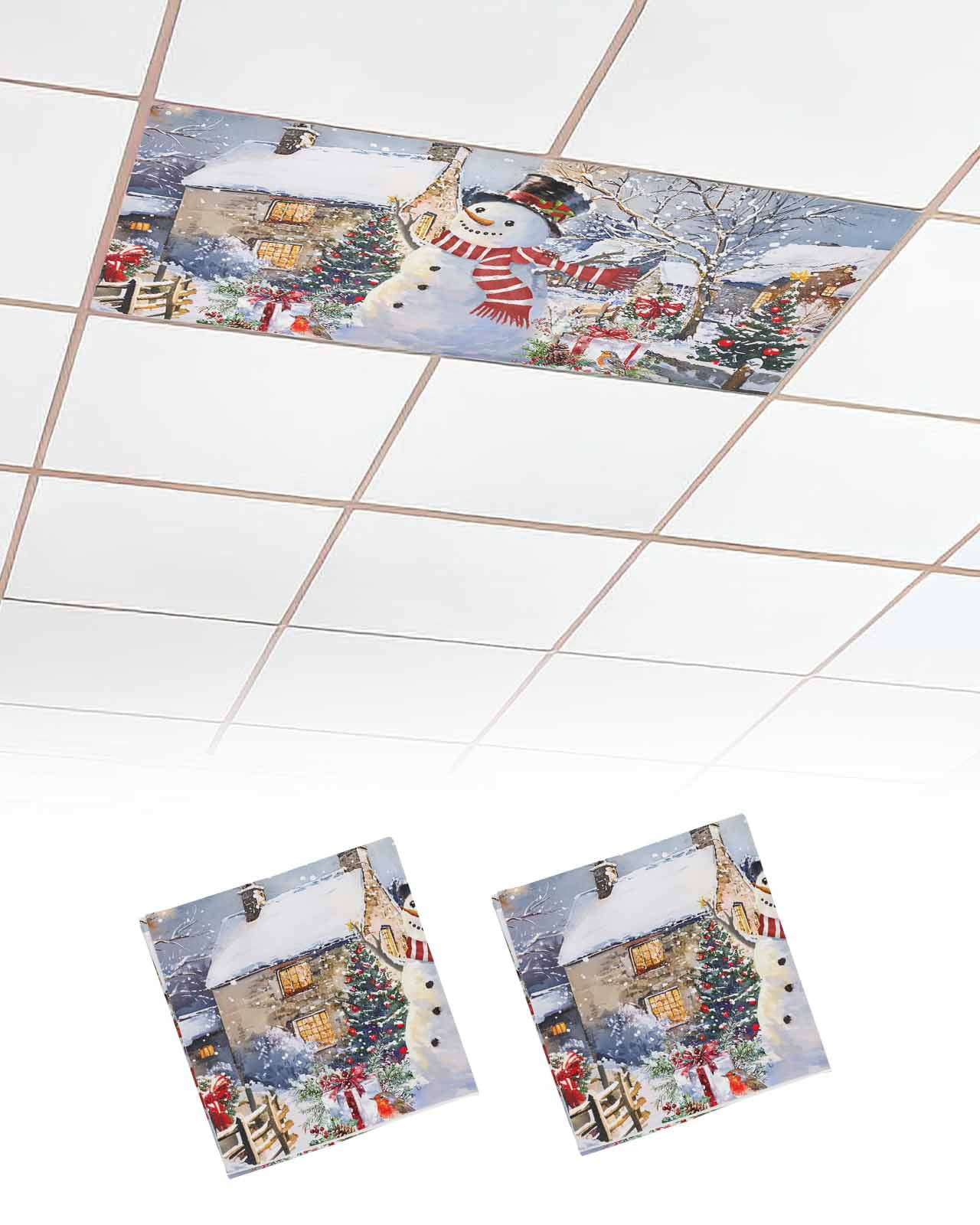 Snowman Christmas Fluorescent Light Covers for Ceiling Lights 4x2 feet ...