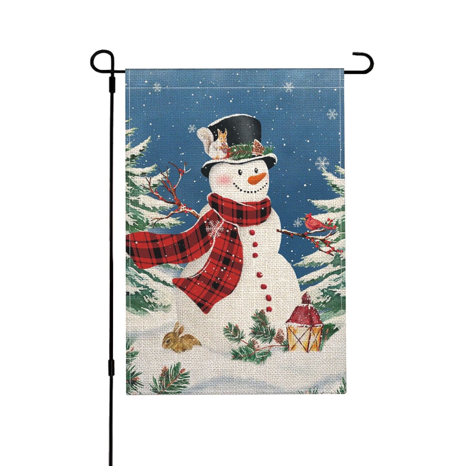 Snowman Christmas Garden Flag Winter Garden Flag Red Buffalo Plaid ...