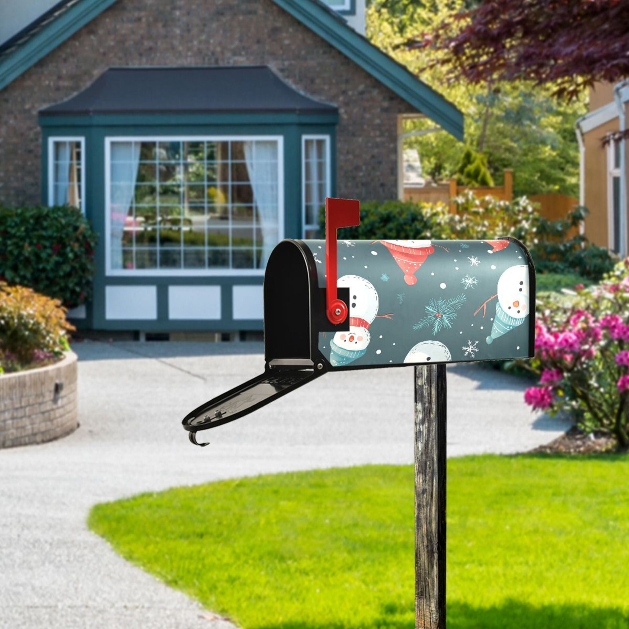 Snowman Christmas Mailbox Cover Magnetic Standard Size Post Box Cover ...