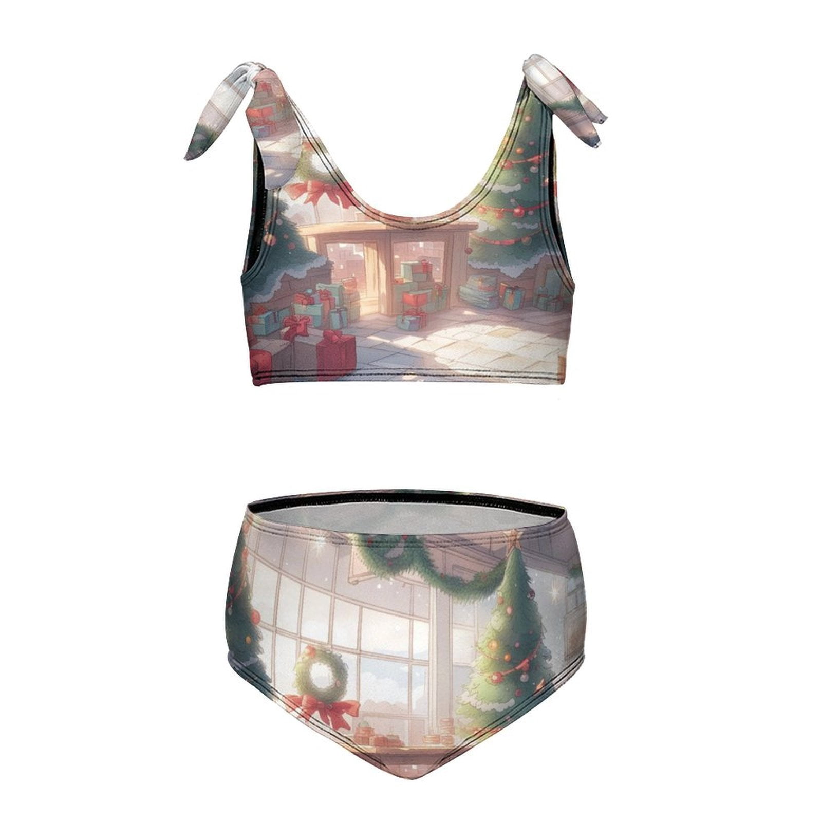 Snowman Christmas Tree Elk Girls' 2-Piece Tankini Swimsuit - Walmart.com
