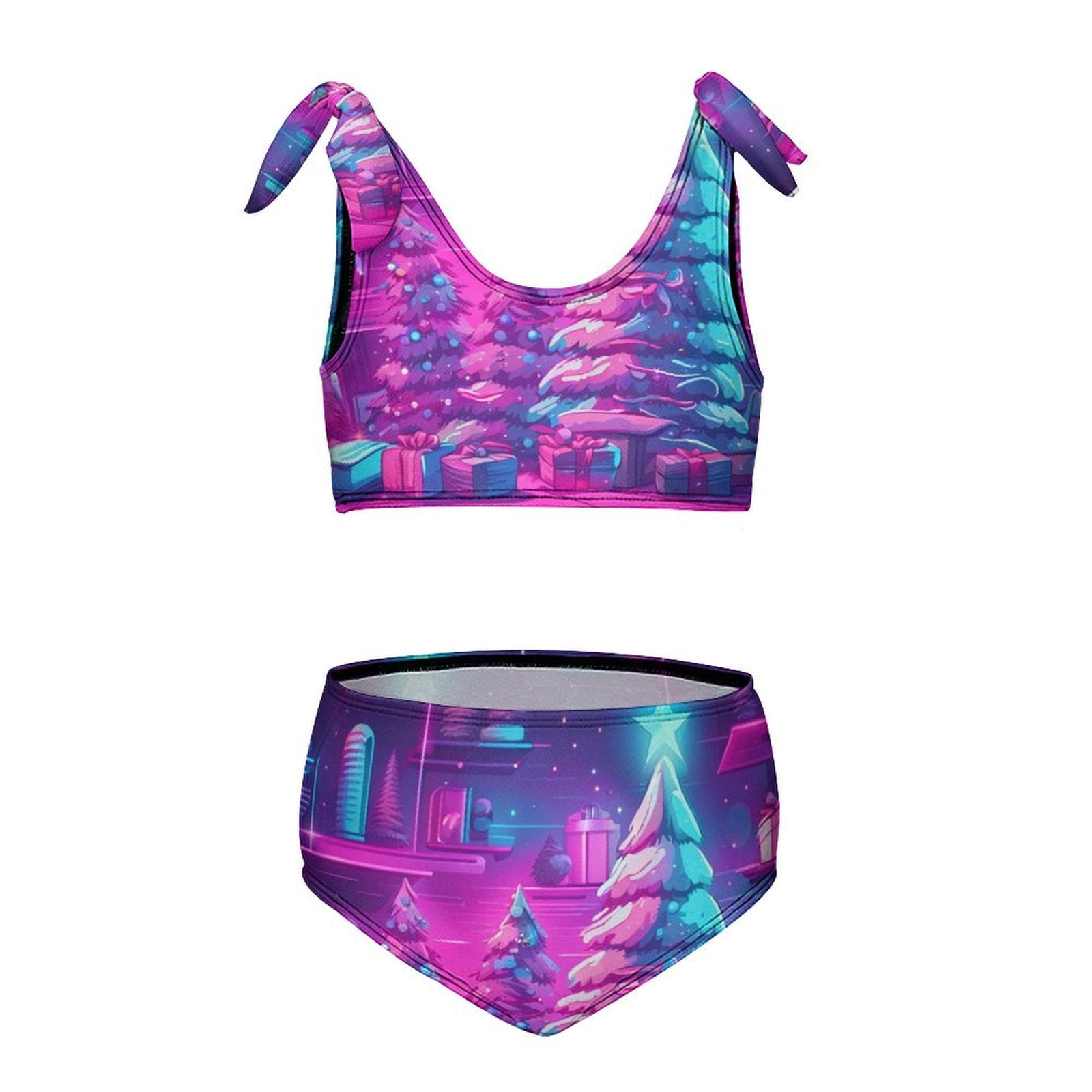 Snowman Christmas Tree Elk Girls' 2-Piece Tankini Swimsuit - Walmart.com