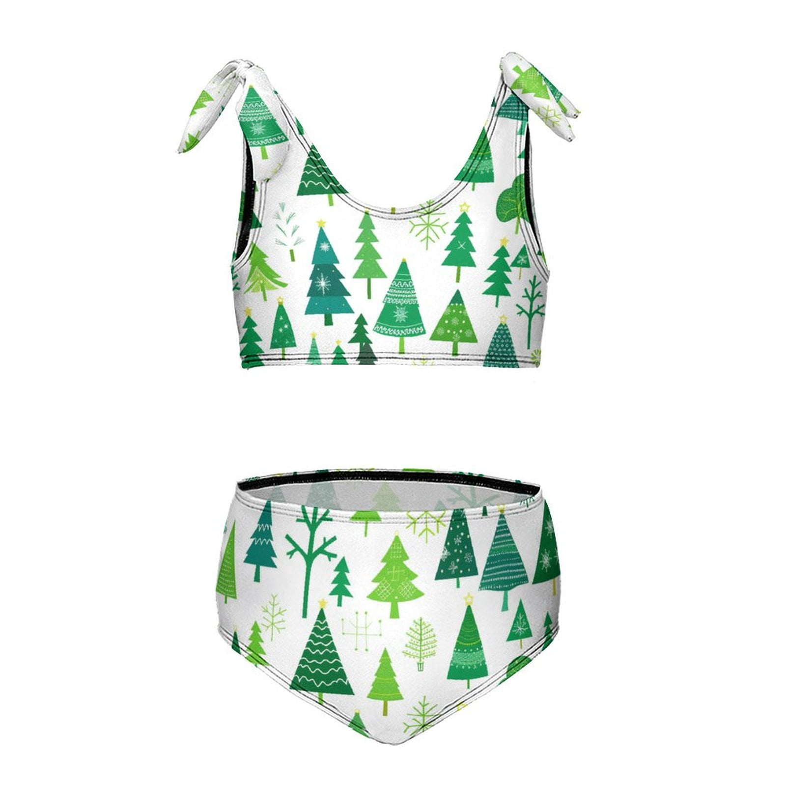 Snowman Christmas Tree Elk Girls' 2-Piece Tankini Swimsuit - Walmart.com