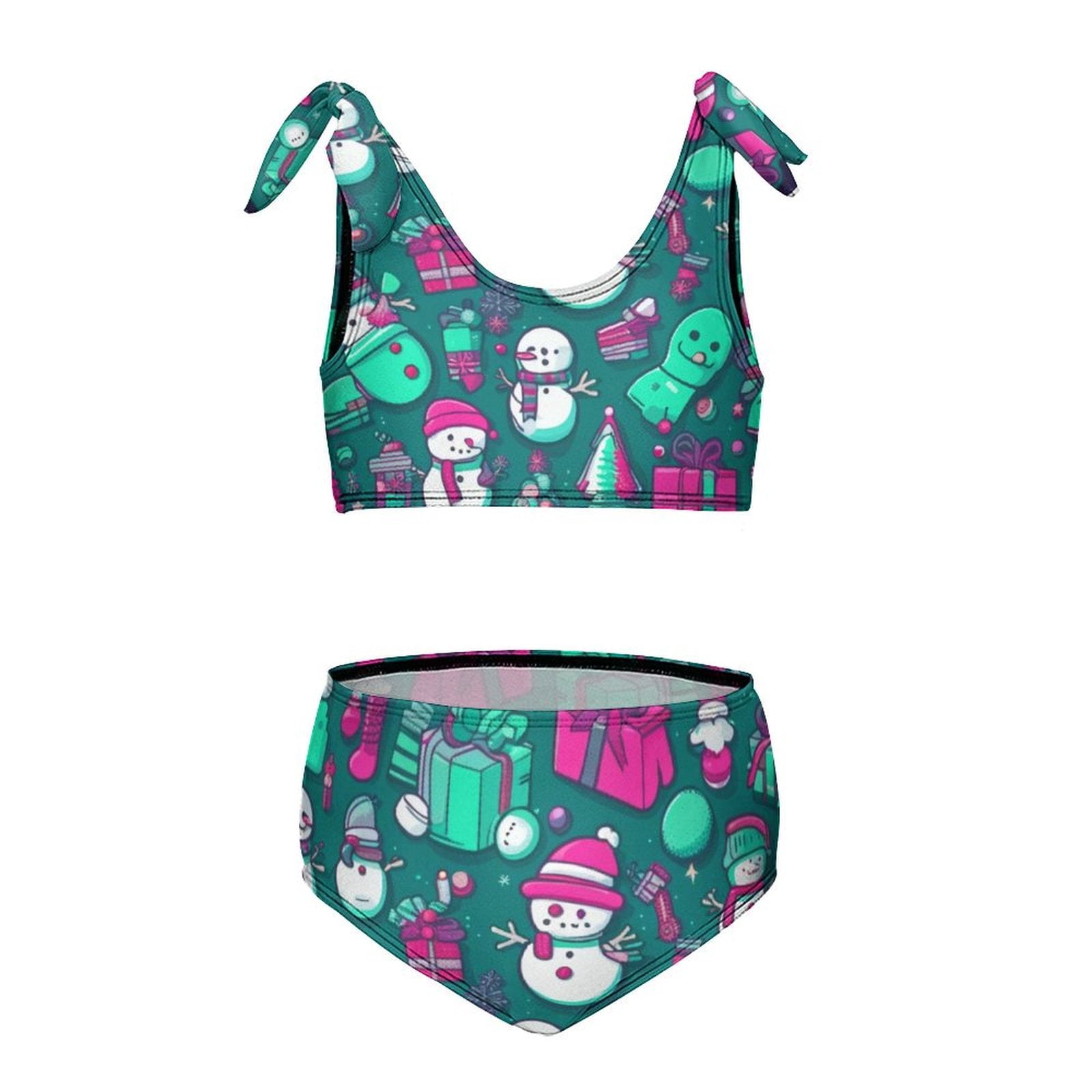 Snowman Christmas Tree Elk Girls' 2-Piece Tankini Swimsuit - Walmart.com