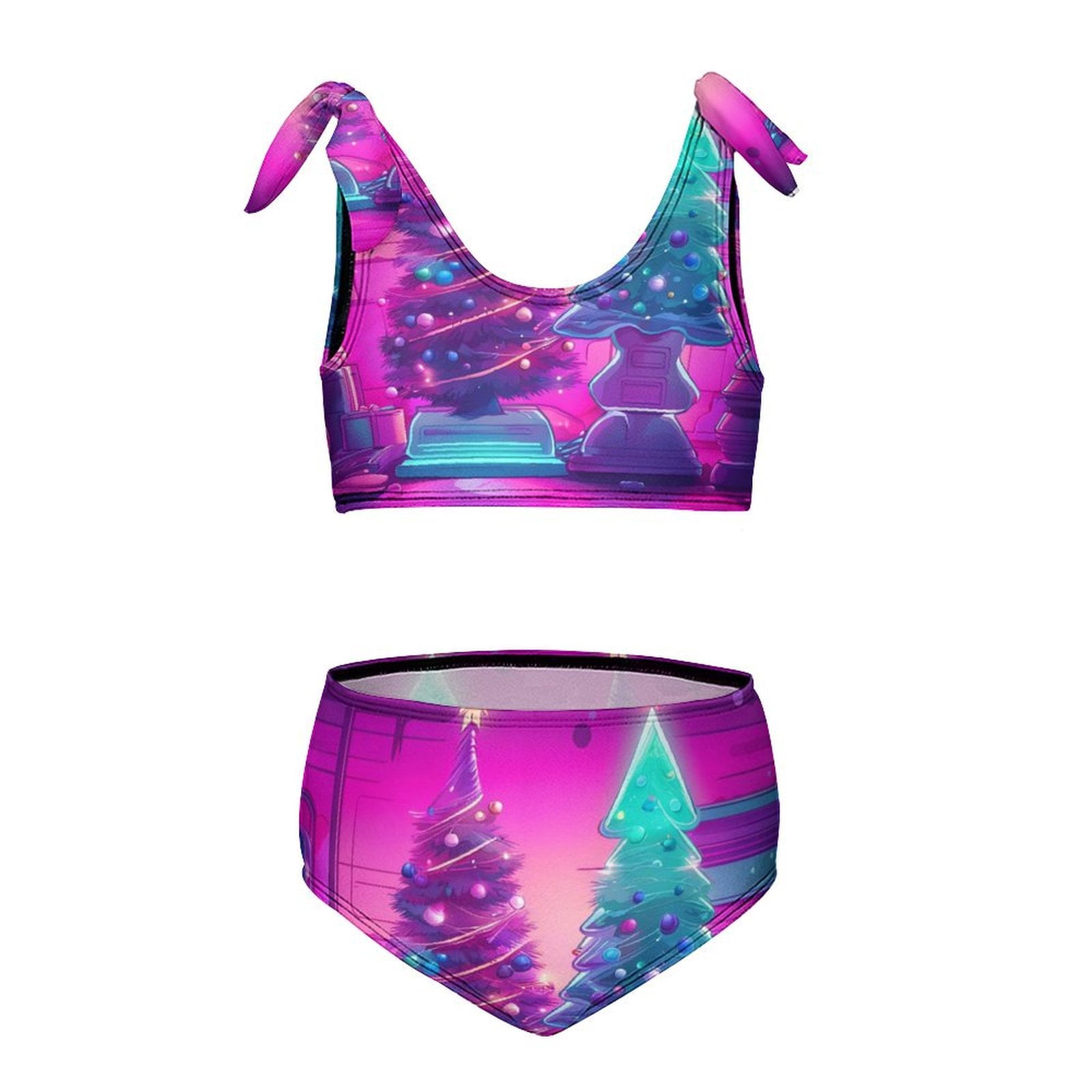 Snowman Christmas Tree Elk Girls' 2-Piece Tankini Swimsuit - Walmart.com