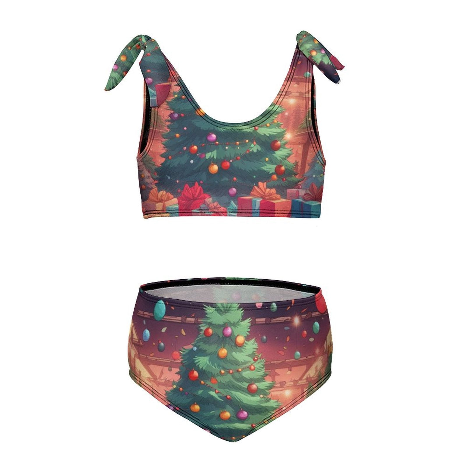 Snowman Christmas Tree Elk Girls' 2-Piece Tankini Swimsuit - Walmart.com